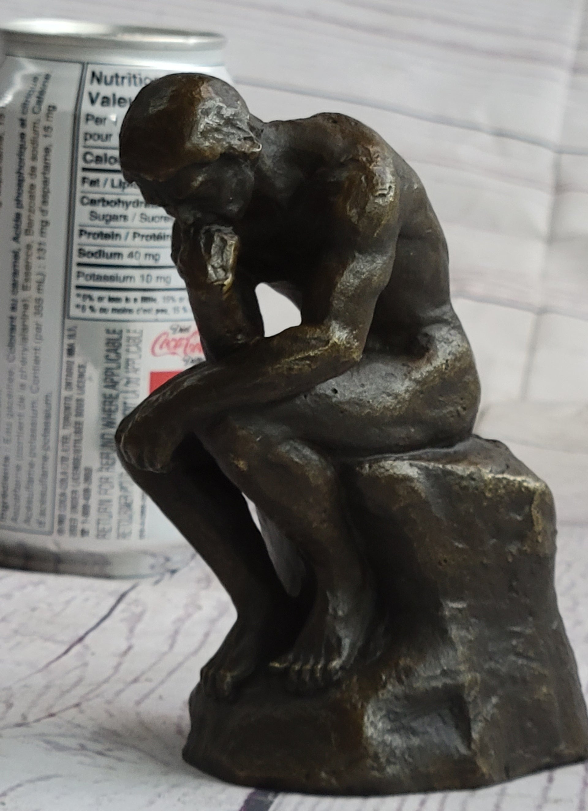 Miniature Replica Auguste Rodin Thinker Thinking Man Bronze Sculpture ...