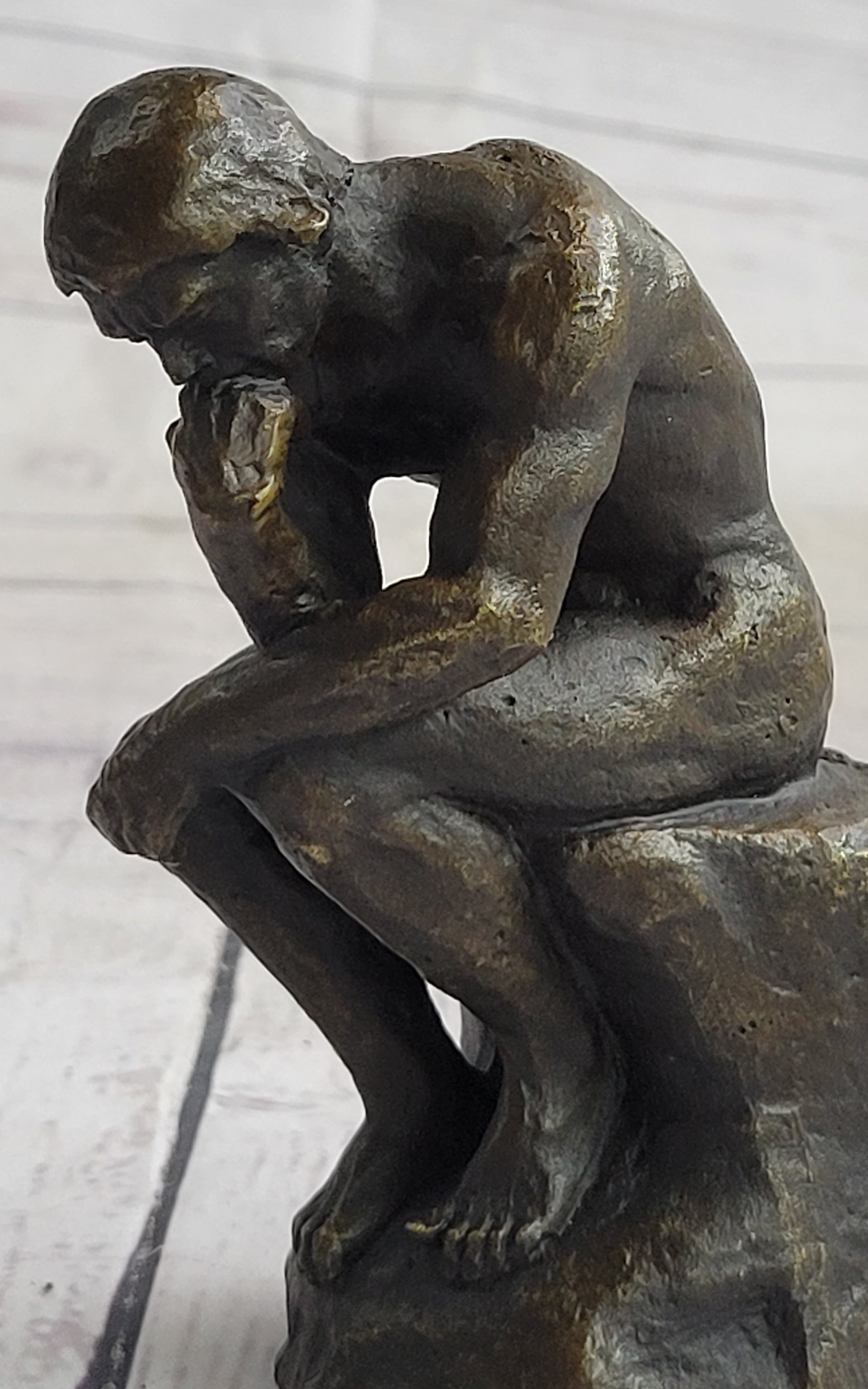 Miniature Replica Auguste Rodin Thinker Thinking Man Bronze Sculpture ...