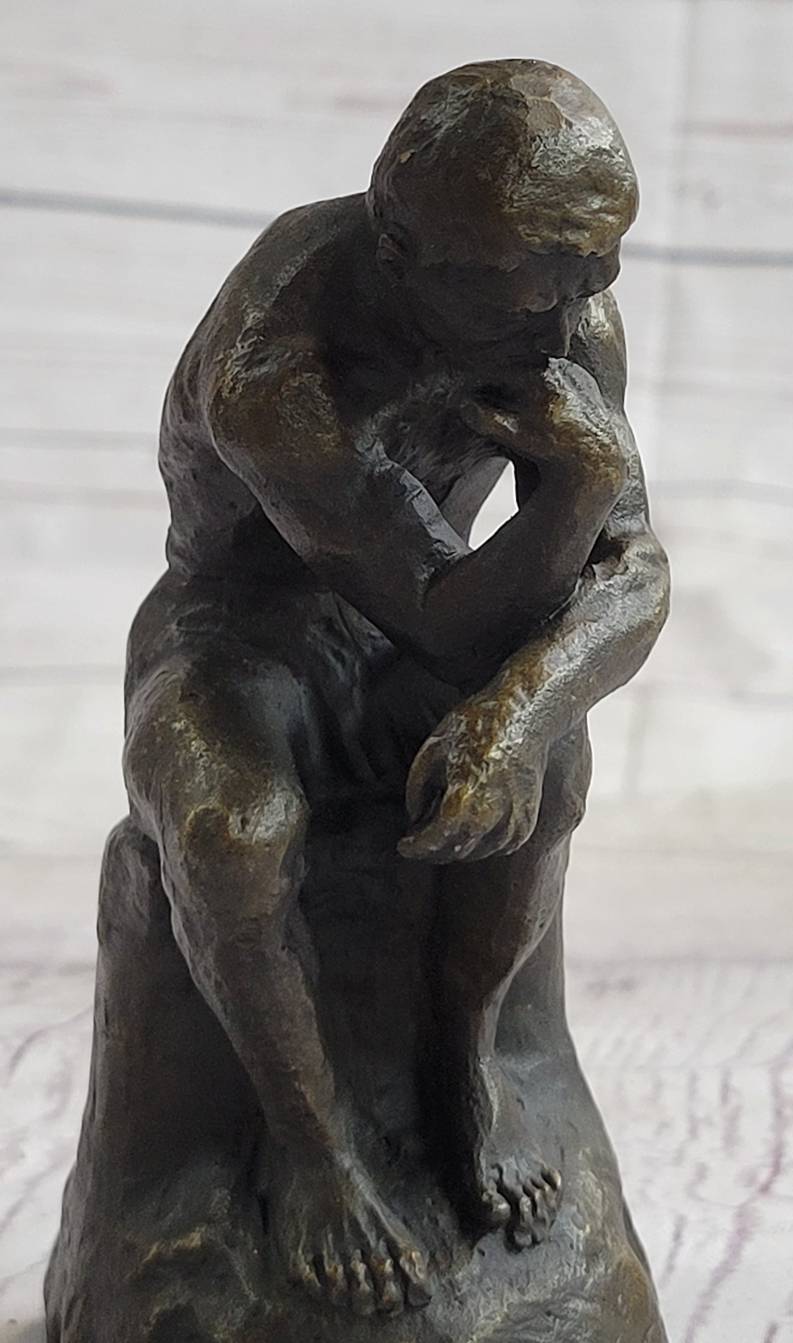 Miniature Replica Auguste Rodin Thinker Thinking Man Bronze Sculpture ...