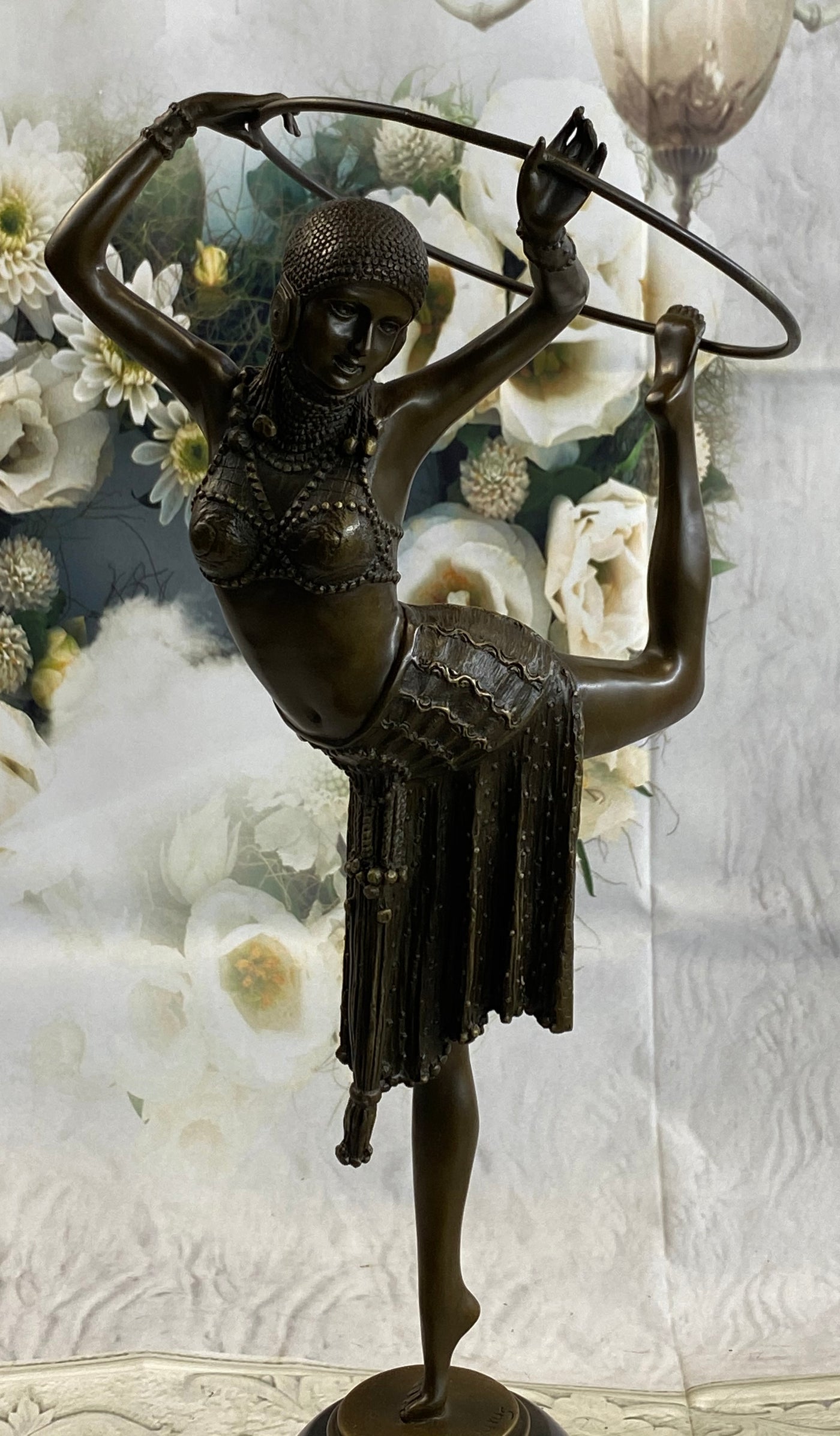 ART DECO TALL CLASSIC DANCER SIGNED CHIPARUS BRONZE FIGURINE STATUE ...