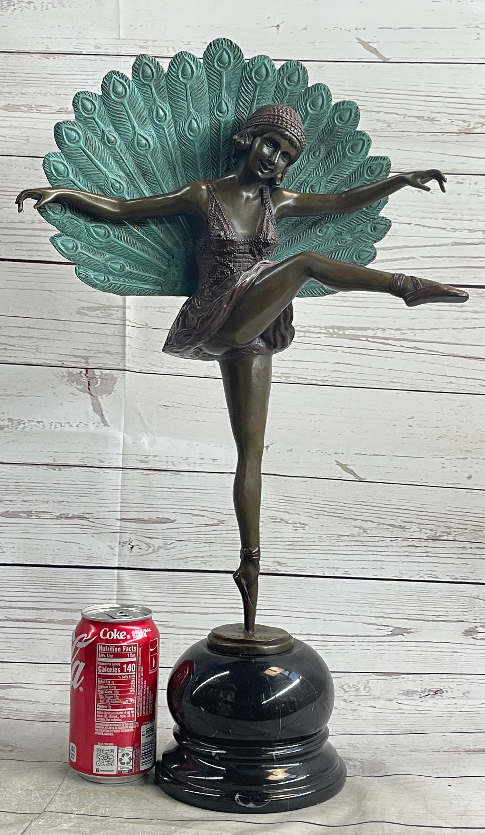 Charleston Peacock Flapper Dancer Girl Art Deco Bronze Sculpture by Pe ...