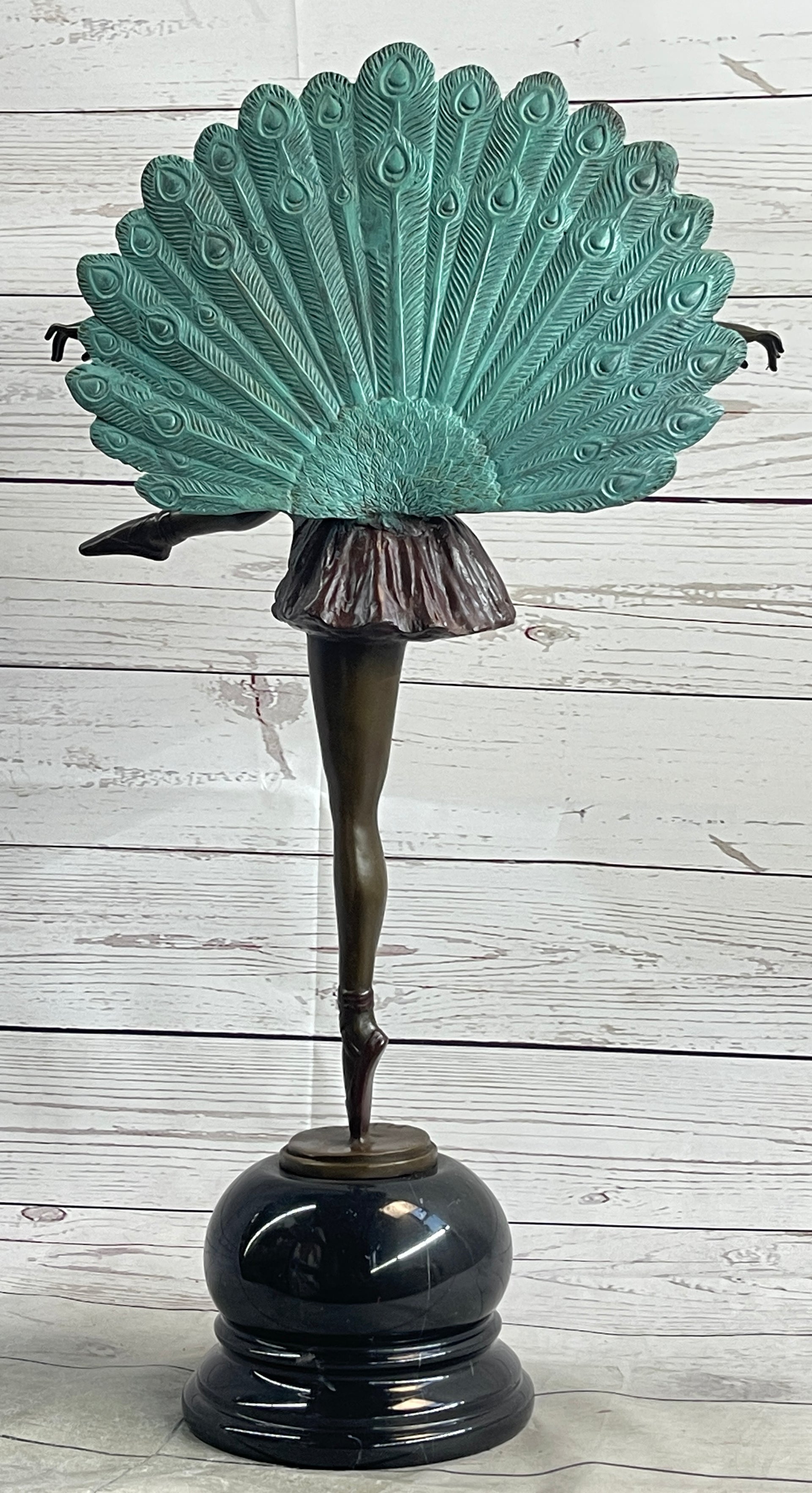 Charleston Peacock Flapper Dancer Girl Art Deco Bronze Sculpture by Pe ...