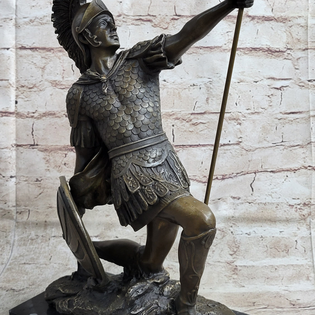 Greek Hoplite Roman Legion Warrior Hero Bronze Statue Sculpture on Mar ...