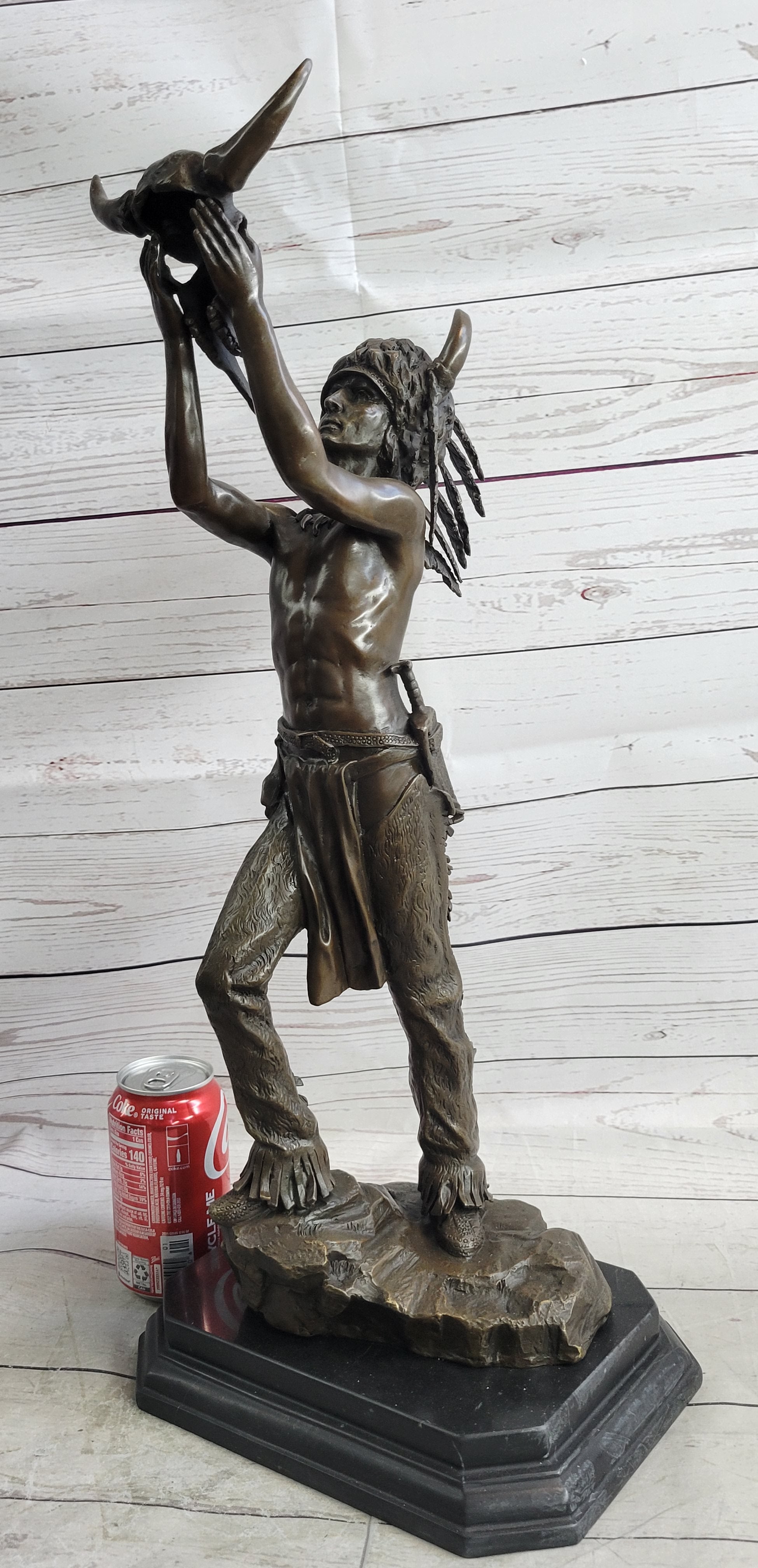 Mohican Indian Warrior Chief Art Bronze Marble Sculpture Native ...
