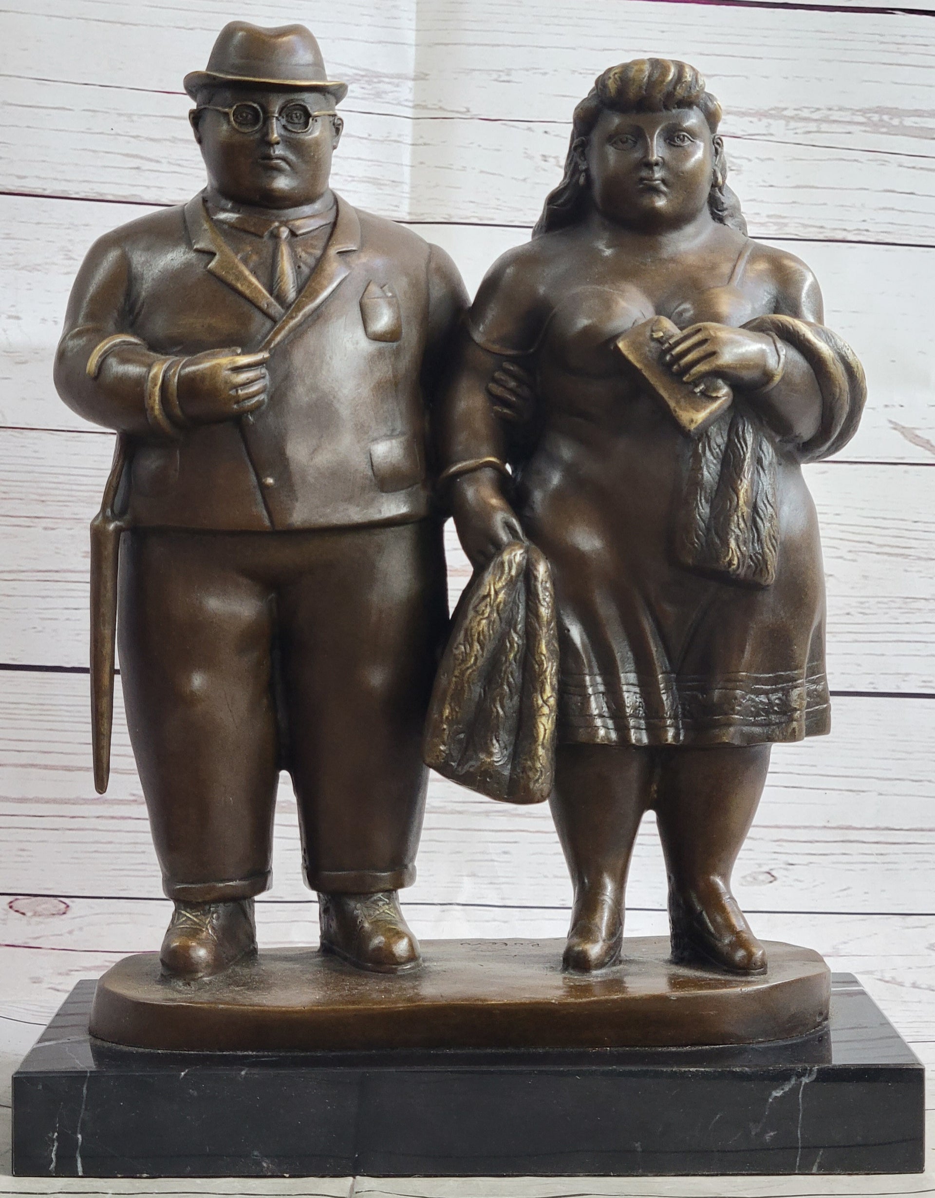 Fernando Botero Married Couple Man & Woman Bronze Metal Statue Sculptu ...