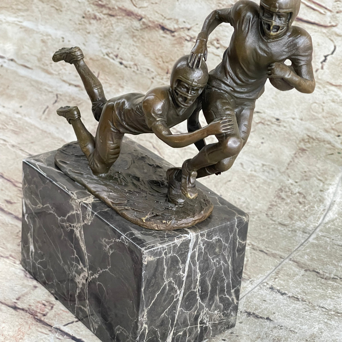 American Football NFL AFL Athlete Bronze Sculpture Statue Trophy on Ma ...