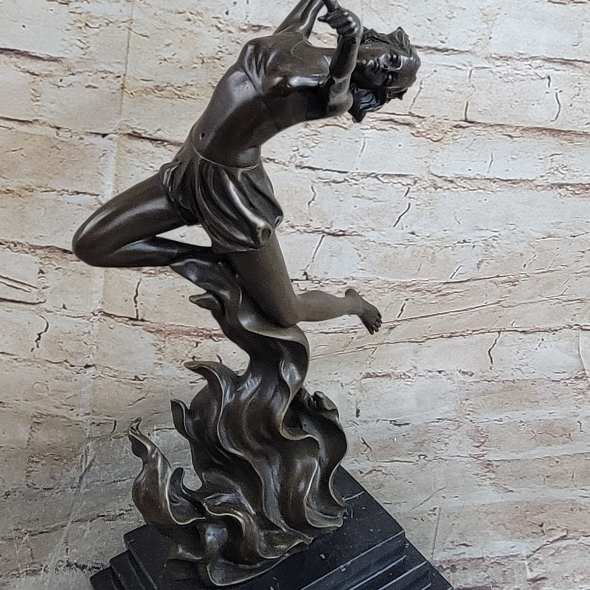 Fire Dancer Girl Dancing with Torches Bronze Metal Sculpture Statue Fi ...