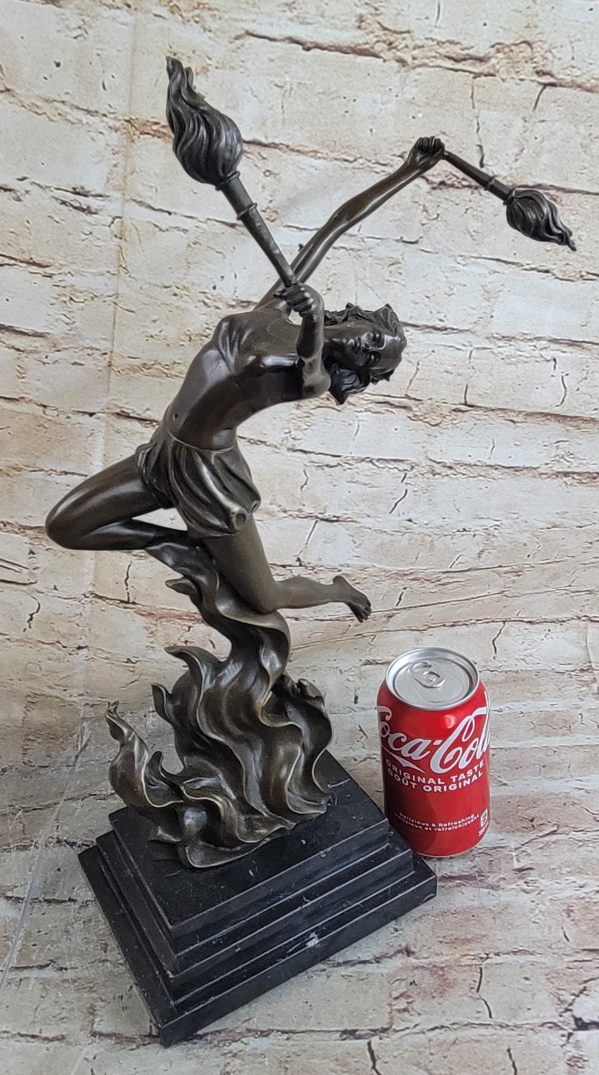 Fire Dancer Girl Dancing with Torches Bronze Metal Sculpture Statue Fi ...