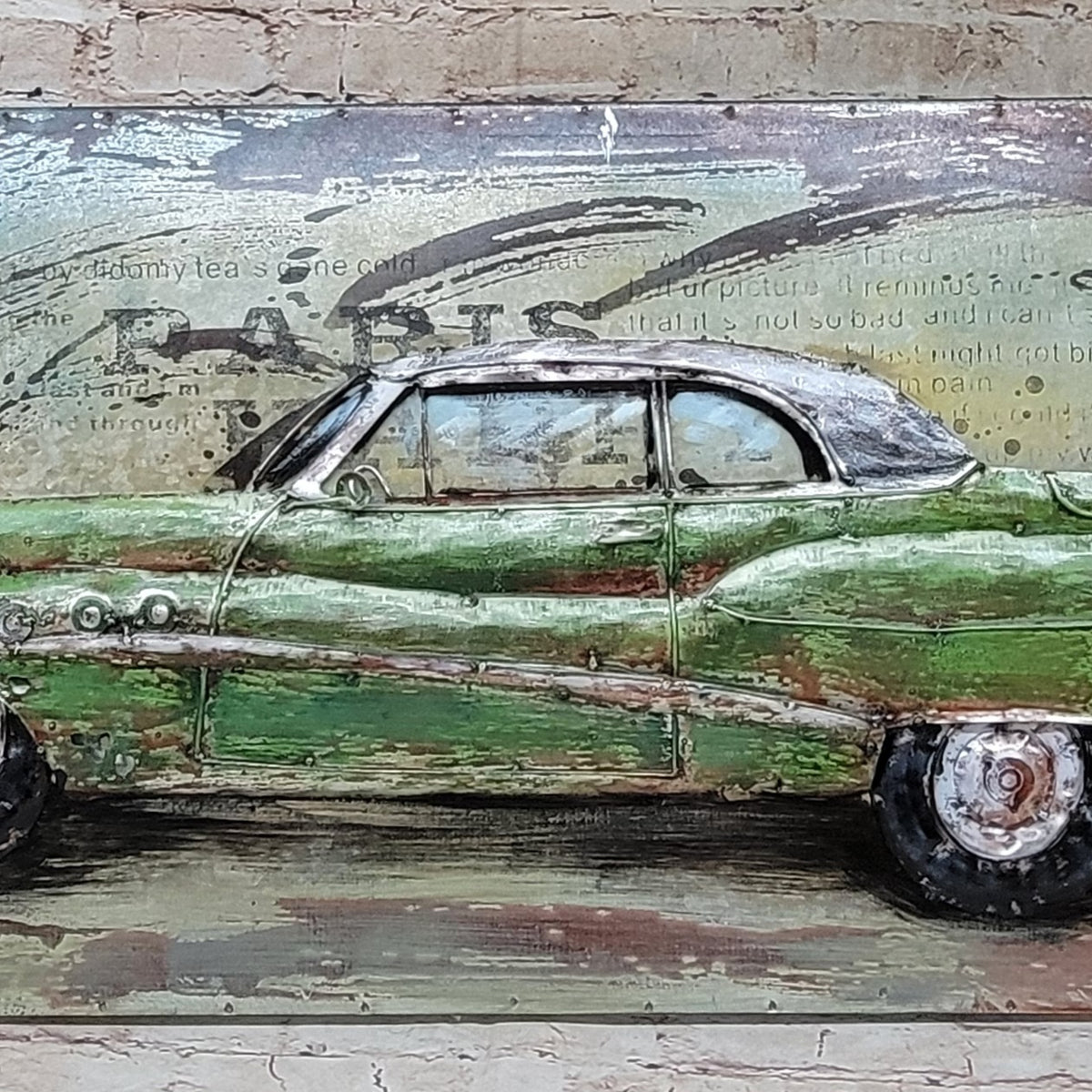 Realistic Old Rustic Vintage American Car in Acrylics 3-D Oil Painting ...