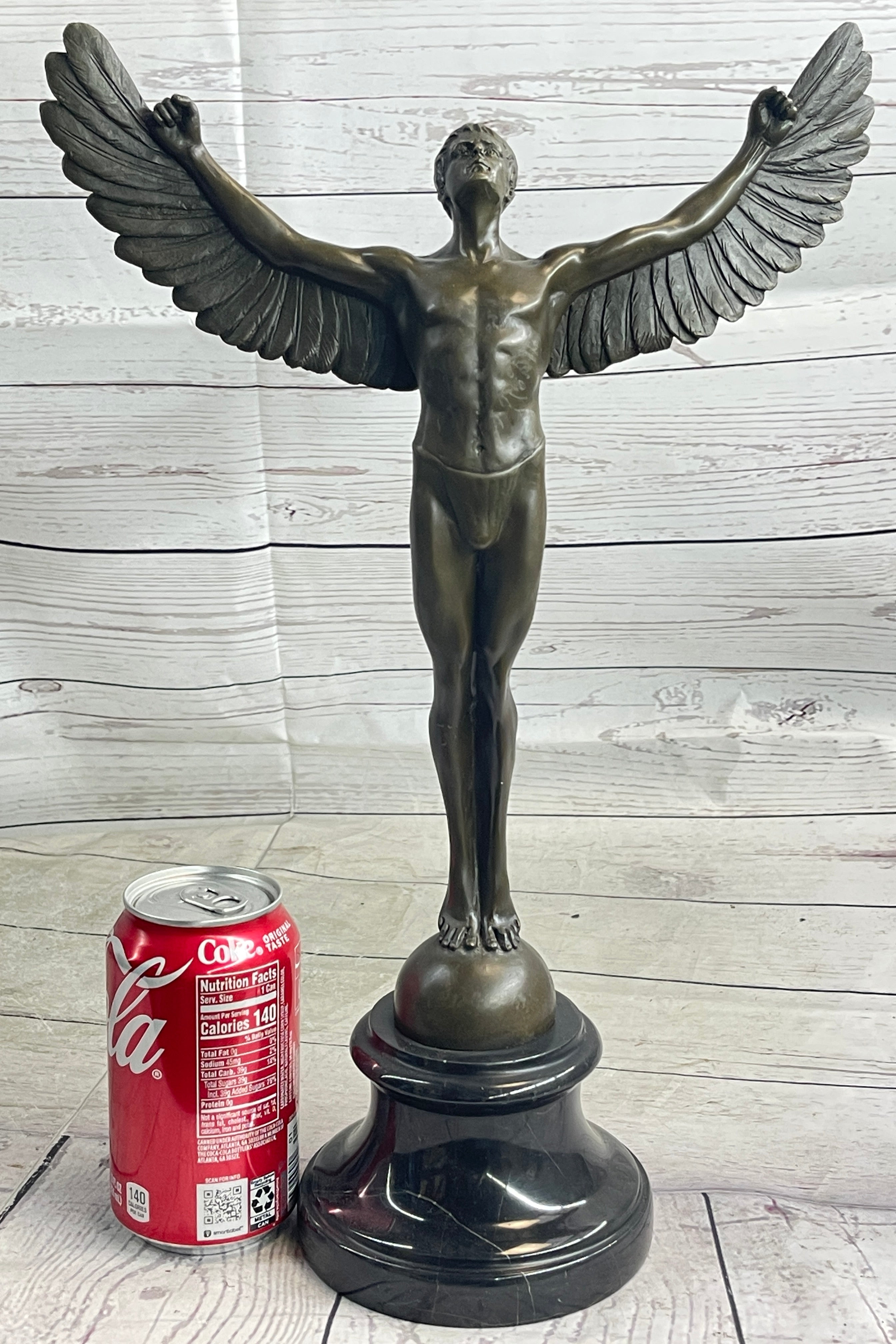 Nude Icarus Rising Day by Weinman Bronze Sculpture Statue Figure on Ma ...