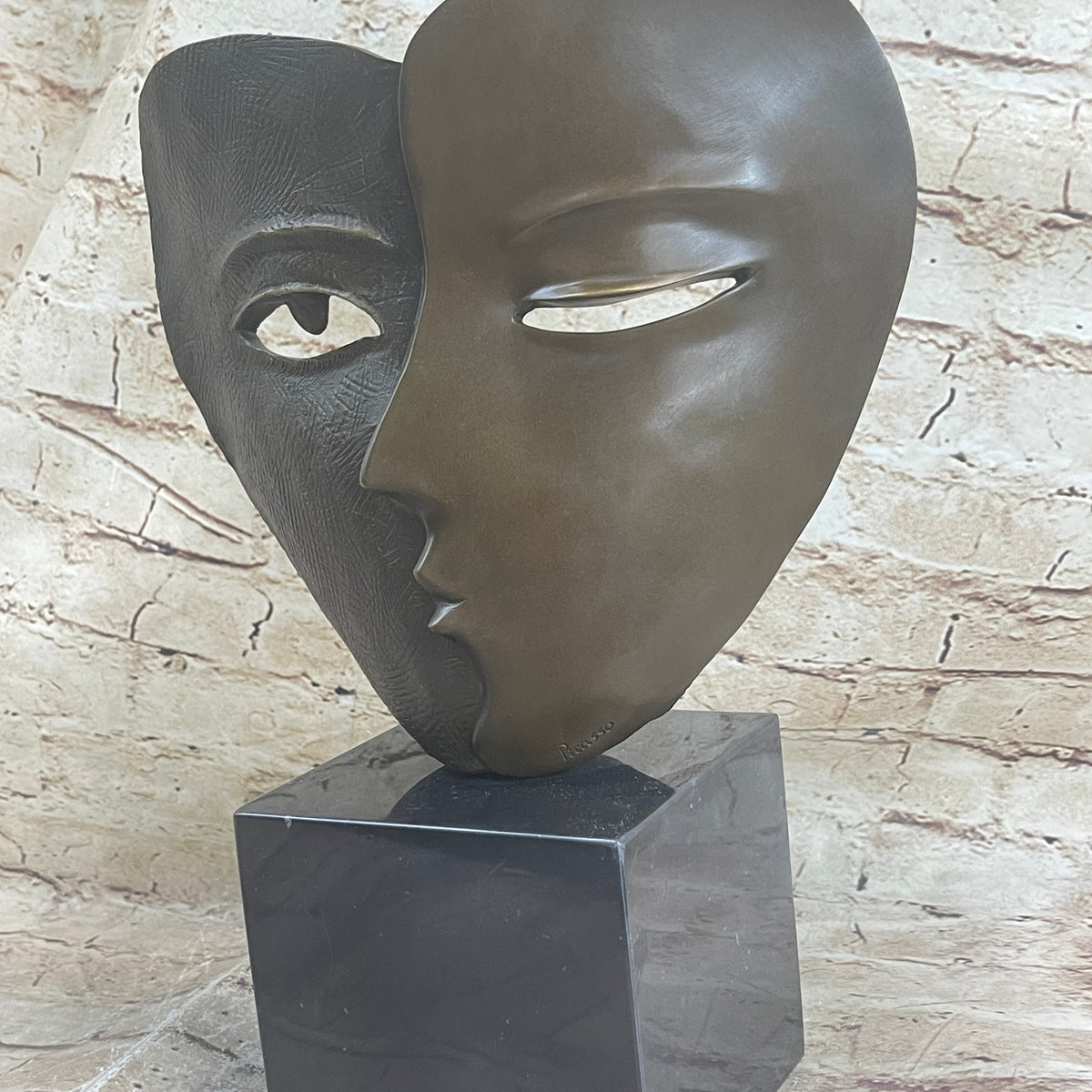 Picasso Dual Face Mask Bronze Statue Sculpture Surreal Modern Art Deco ...