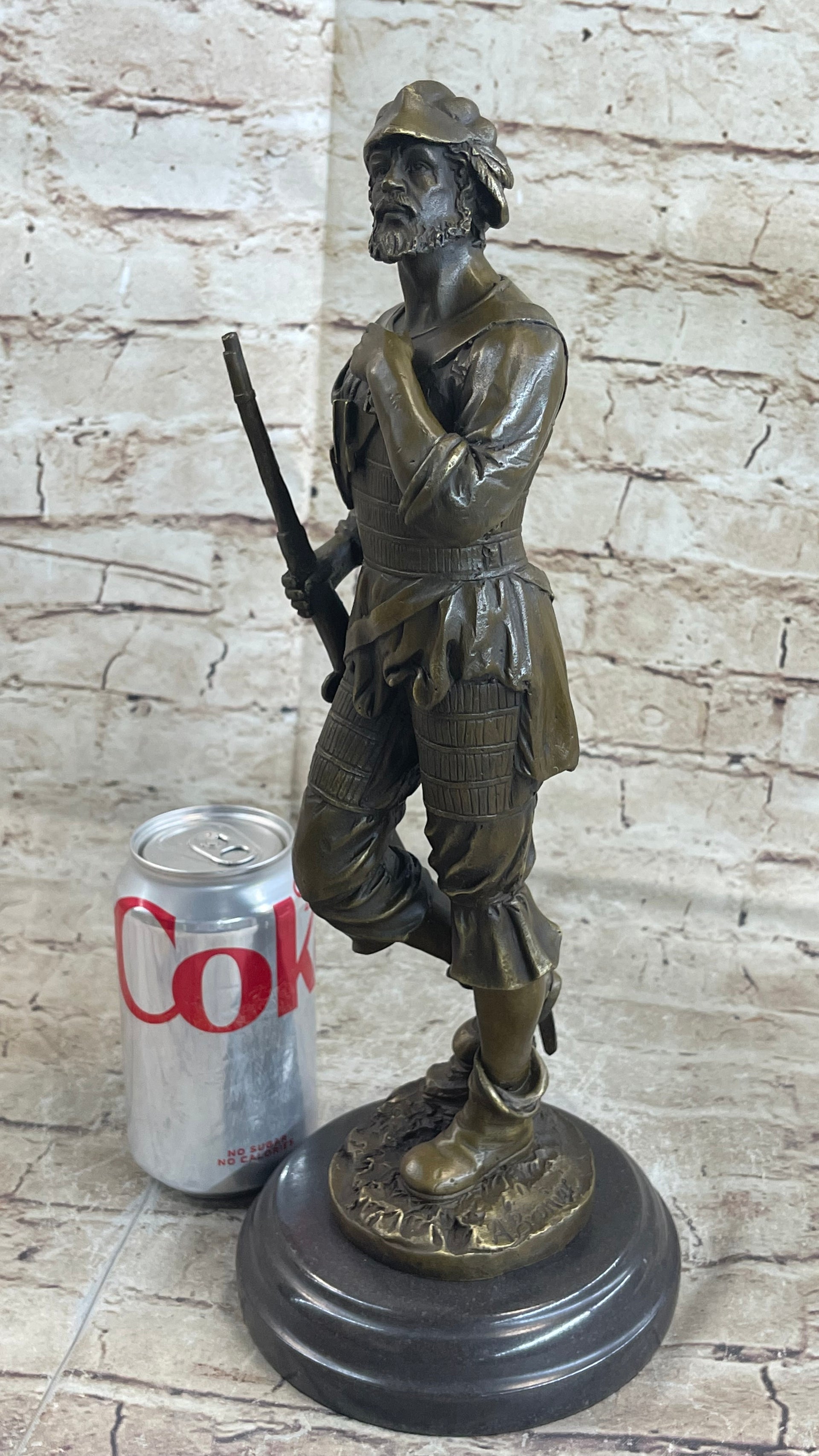 Mid Century French Renaissance Soldier Holding a Gun Bronze Sculpture ...