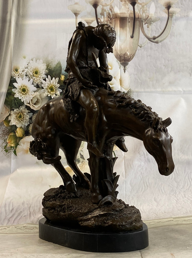 Native American Indian Riding Horse Bronze Sculpture Statue Lost Wax ...