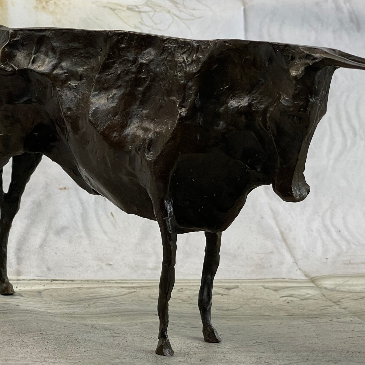 ABSTRACT HOTCAST BRONZE (CUBIST - PICASSO STYLE) BULL STATUE ( SIGNED ...