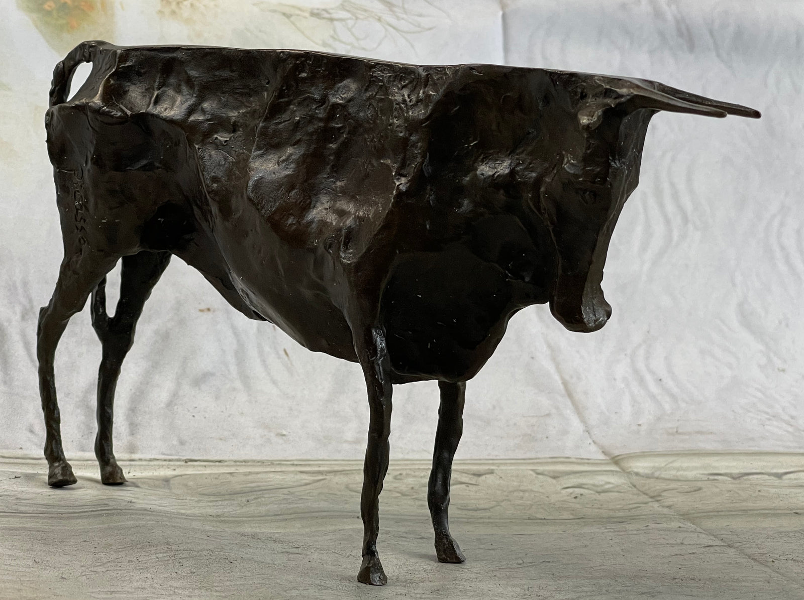 ABSTRACT HOTCAST BRONZE (CUBIST - PICASSO STYLE) BULL STATUE ( SIGNED ...