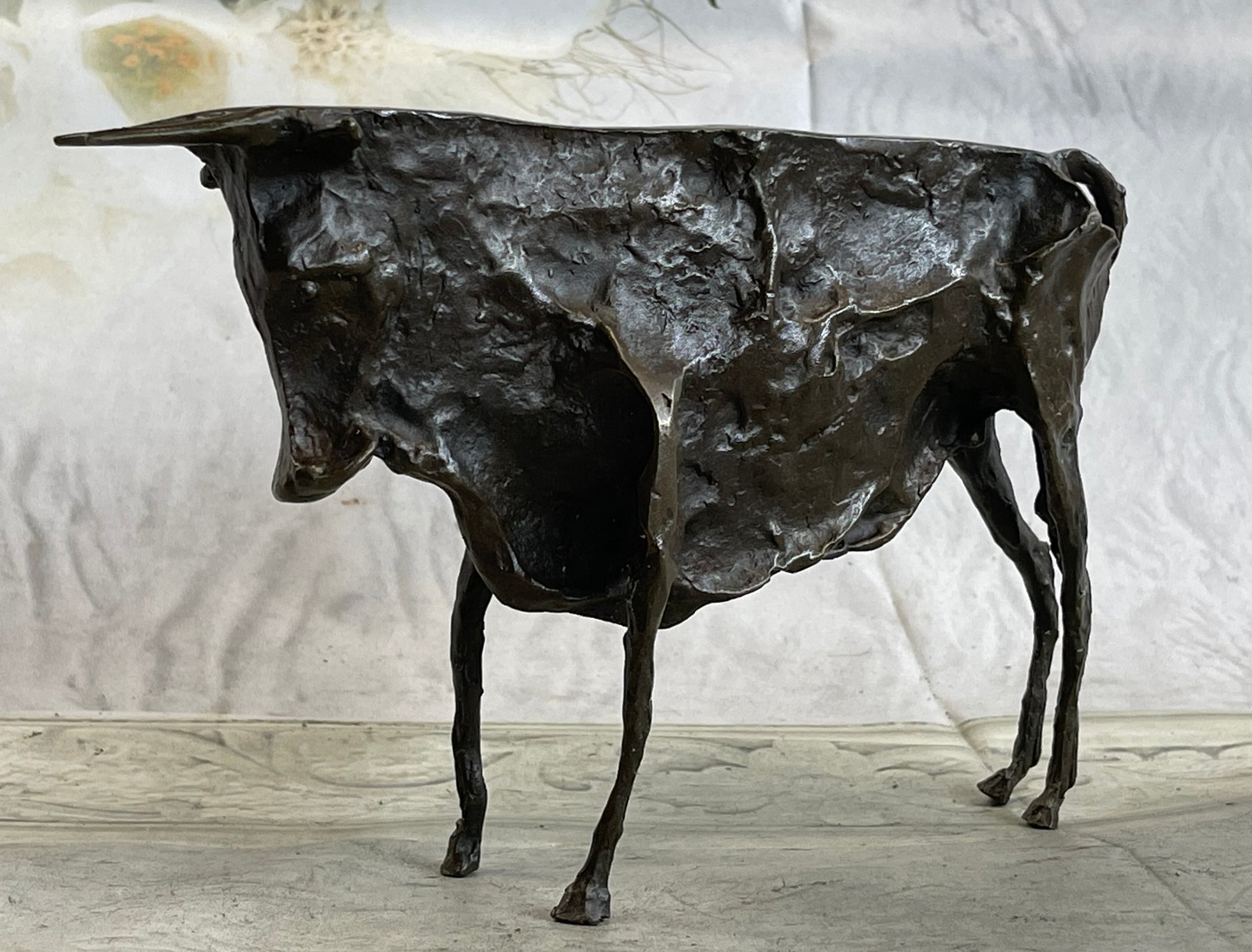 ABSTRACT HOTCAST BRONZE (CUBIST - PICASSO STYLE) BULL STATUE ( SIGNED ...
