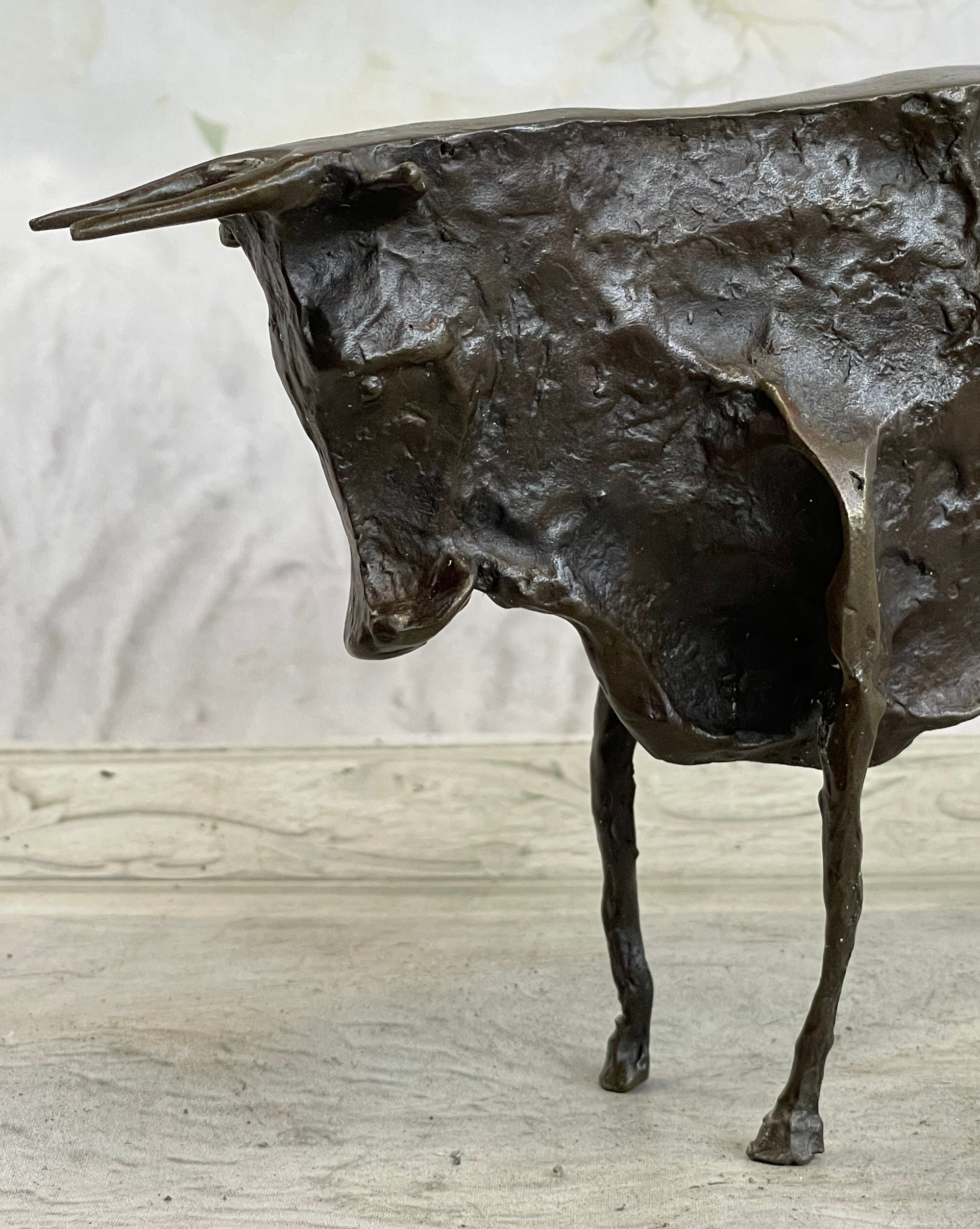 ABSTRACT HOTCAST BRONZE (CUBIST - PICASSO STYLE) BULL STATUE ( SIGNED ...