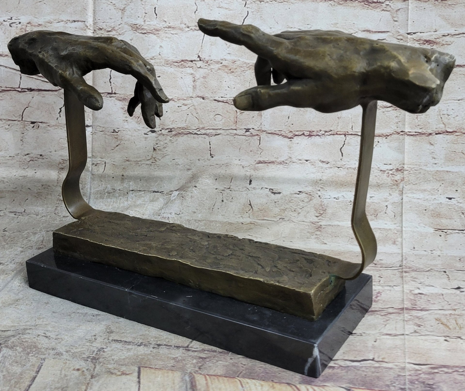 Signed Dali Touching Hand Bronze Sculpture Marble Base Statue Figurine ...