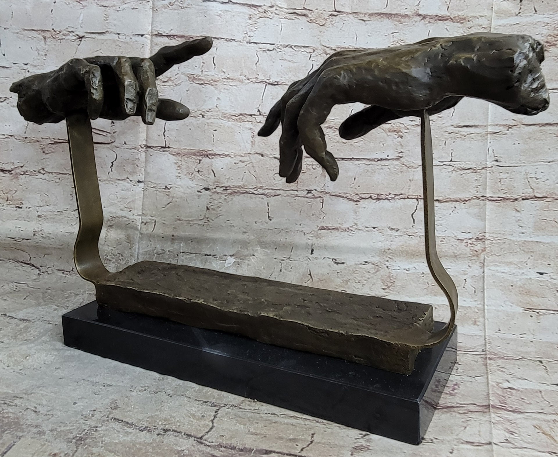 Signed Dali Touching Hand Bronze Sculpture Marble Base Statue Figurine ...