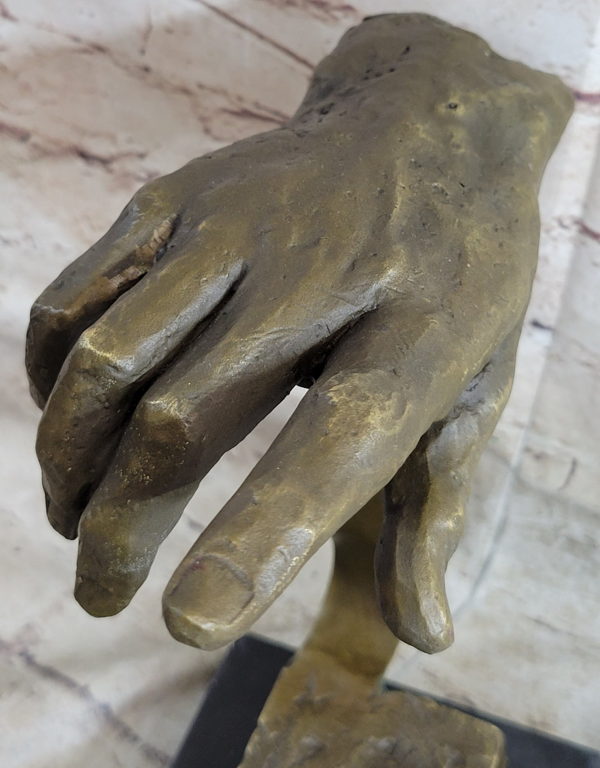 Signed Dali Touching Hand Bronze Sculpture Marble Base Statue Figurine ...
