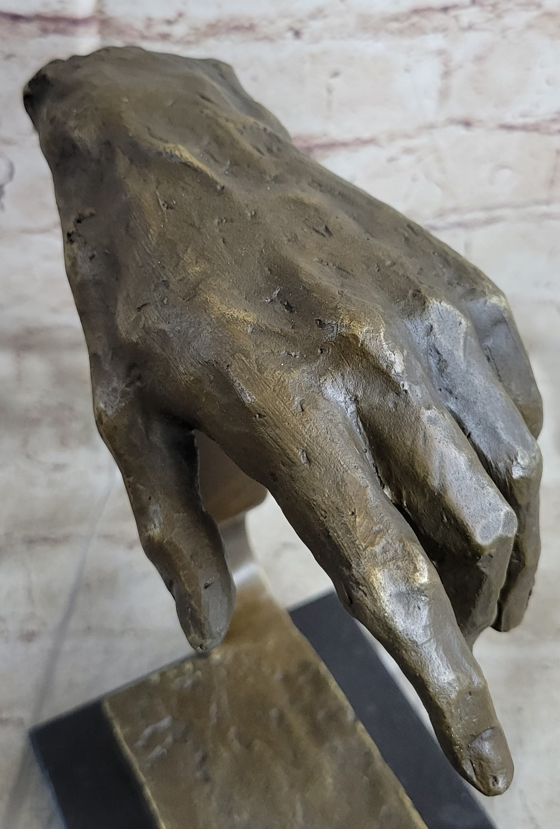 Signed Dali Touching Hand Bronze Sculpture Marble Base Statue Figurine ...