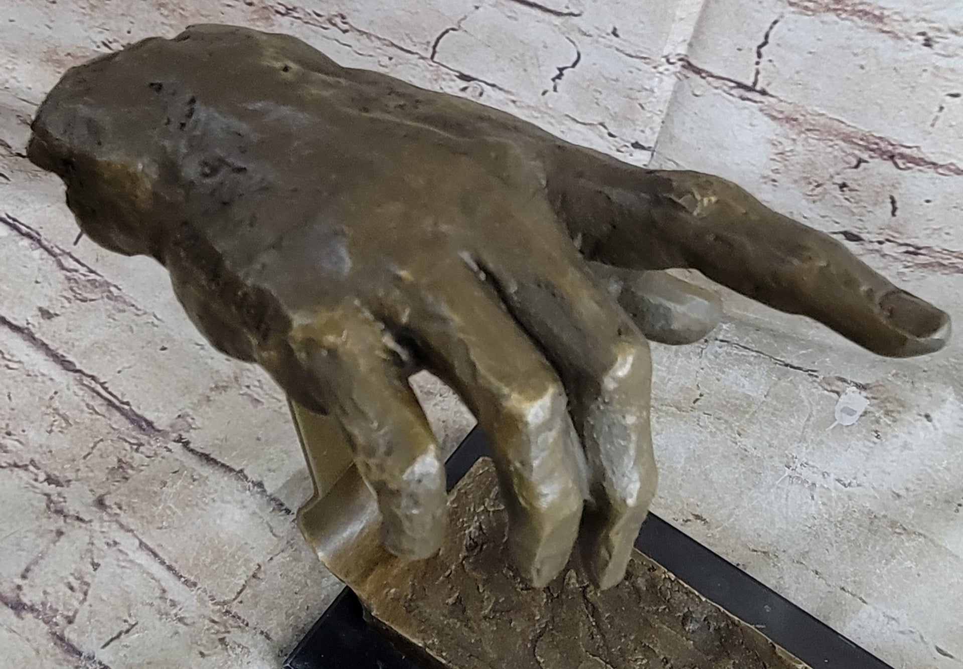 Signed Dali Touching Hand Bronze Sculpture Marble Base Statue Figurine ...
