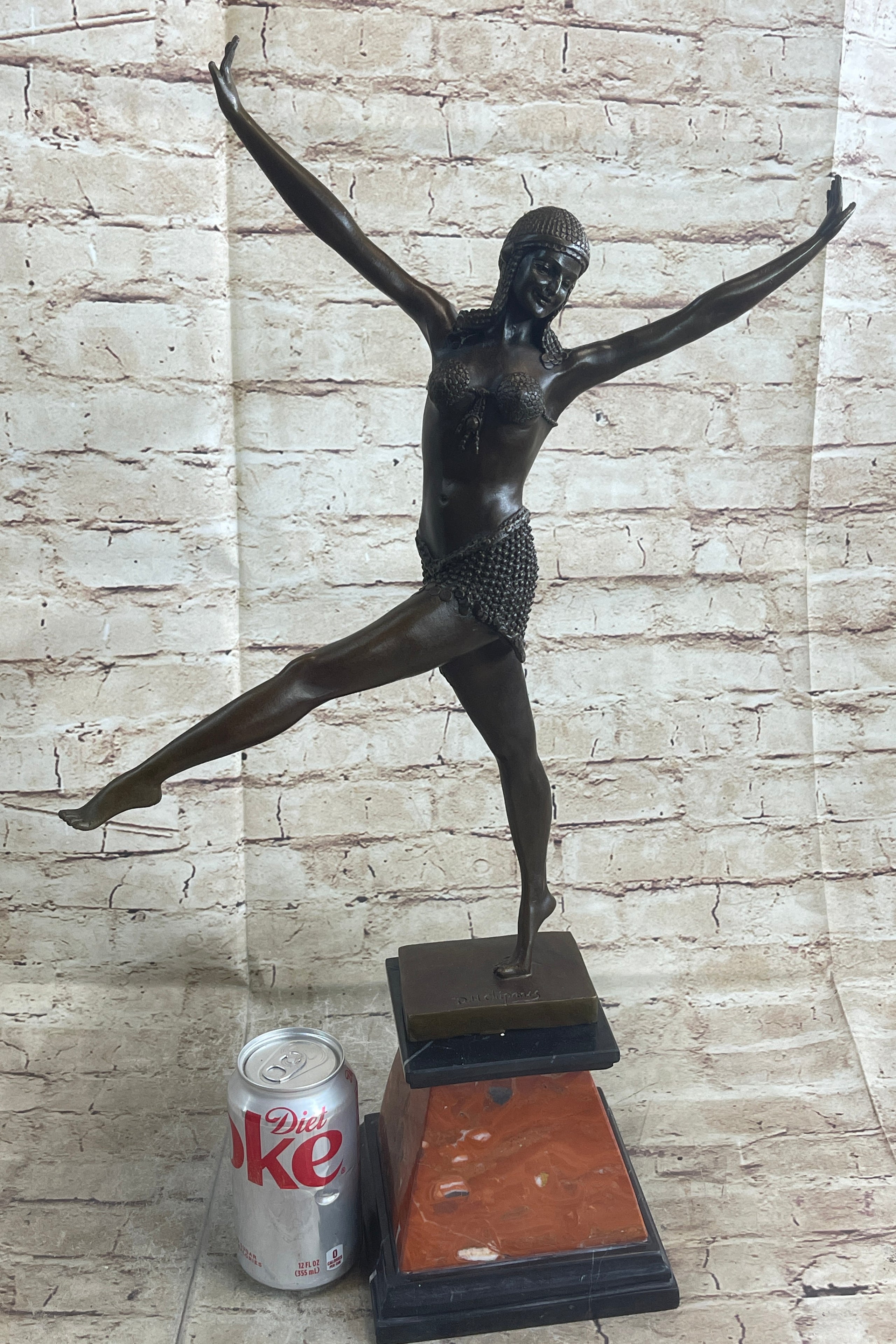 Signed Chiparus Charming Dancer Bronze Marble Statue Sculpture 24'' Ta ...