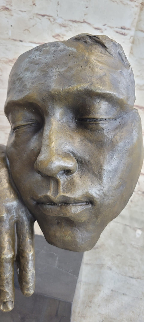 Salvador Dali Modern Art Resting Man Bronze Bust Statue Sculpture Figu ...