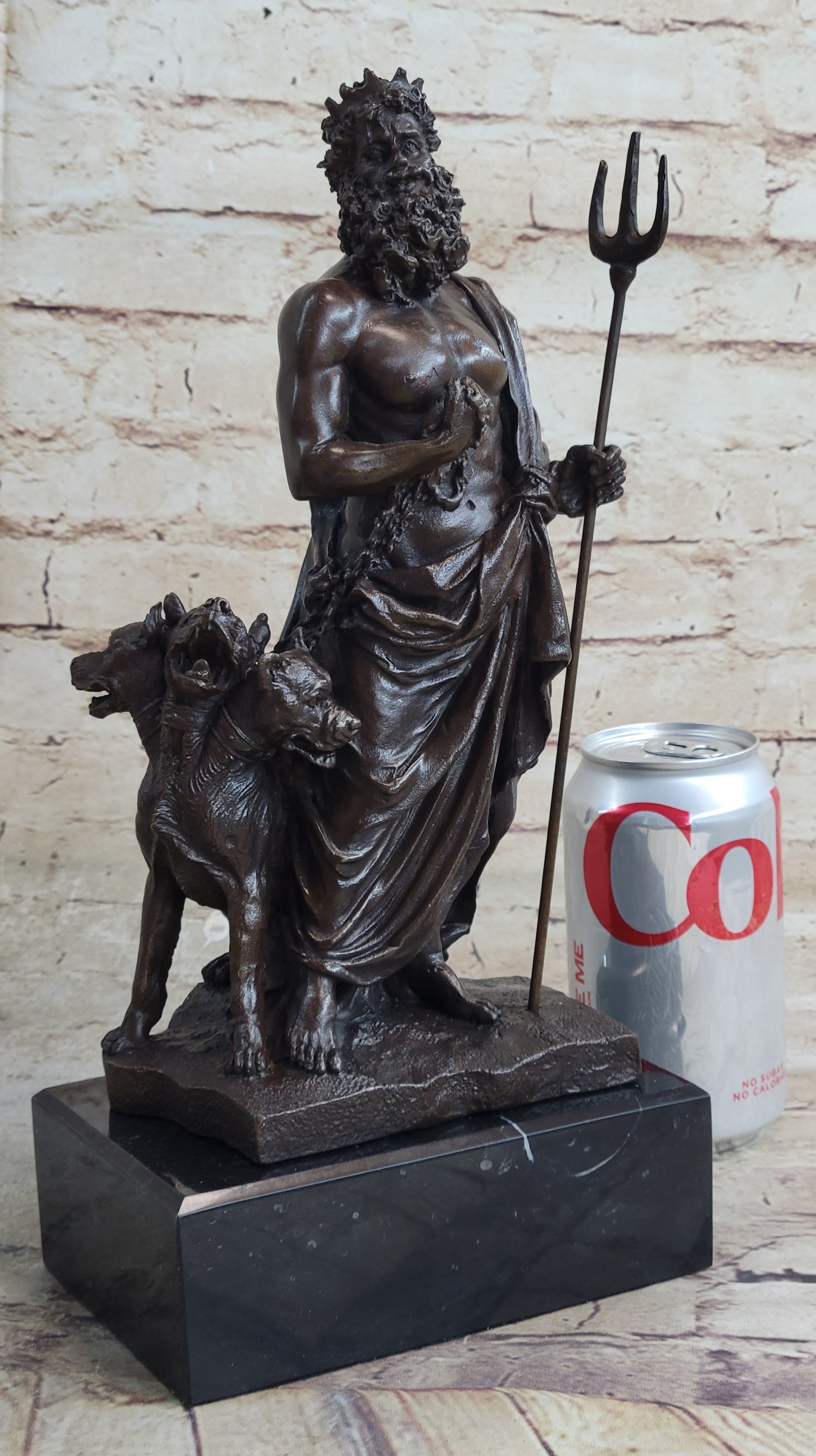 Hades Pluto & Cerberus 3 Headed Dog Bronze Metal Statue Sculpture Gree ...