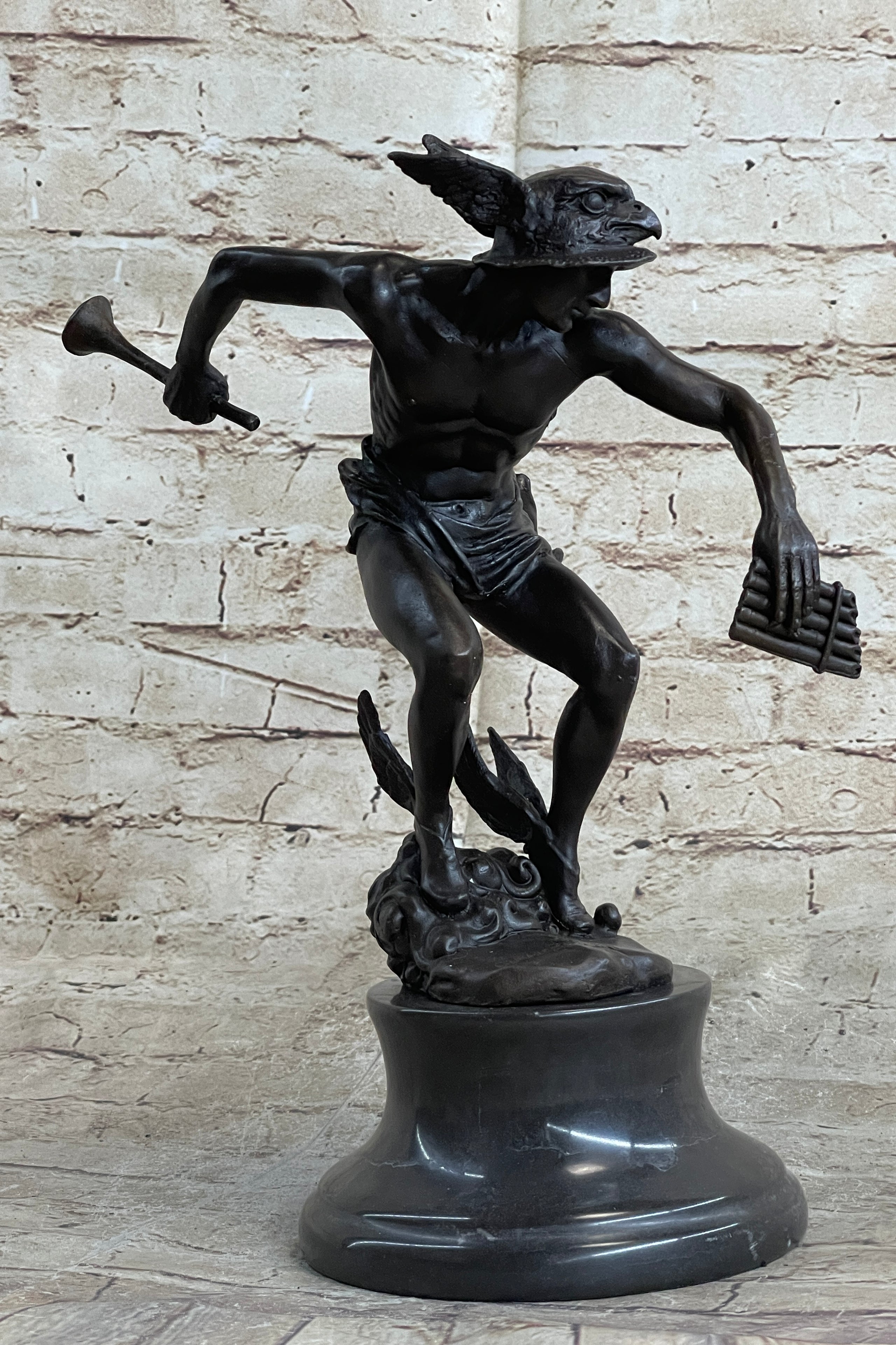 Signed Giambologna Flying Mercury Greek God Messenger Bronze Sculpture ...