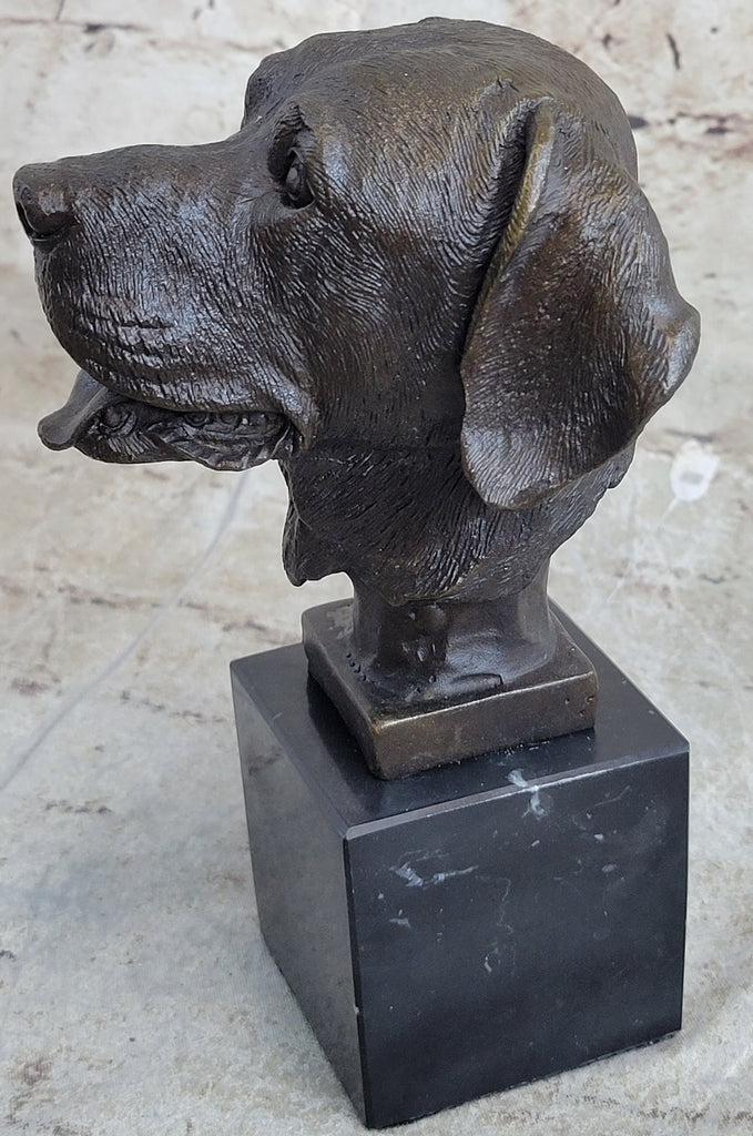 Signed Original Happy Labrador Puppy Dog Bust Marble Base Sculpture St ...