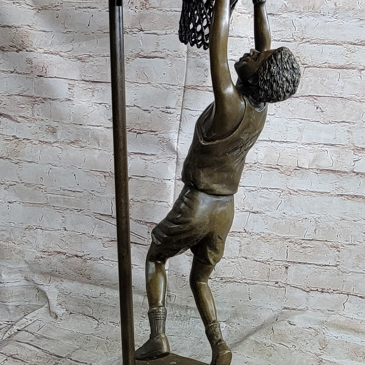 Basketball Player Slam Dunk Bronze Metal Sculpture Statue Figure on Ma ...