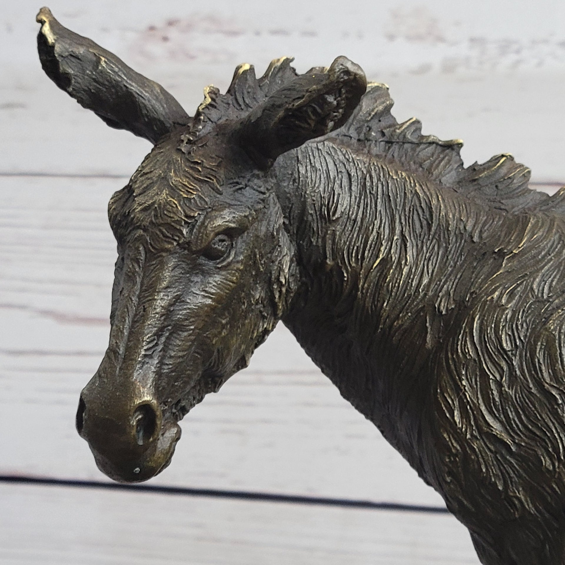 Donkey Mule Ass Bronze Statue Sculpture Figure on Marble Base Signed B ...