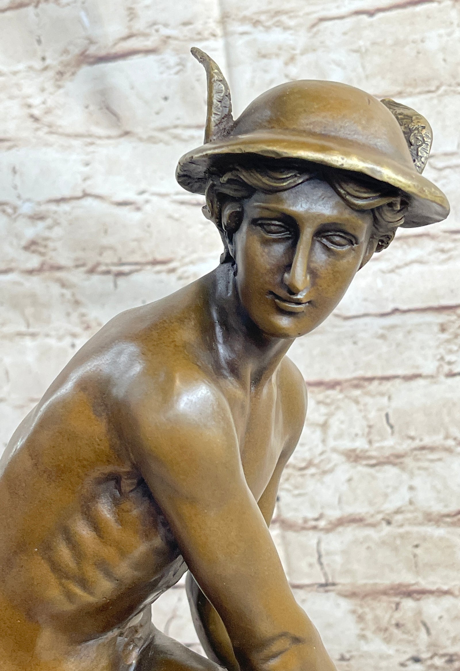 Signed Rendition Roman Mythology God Mercury Bronze Sculpture Statue ...