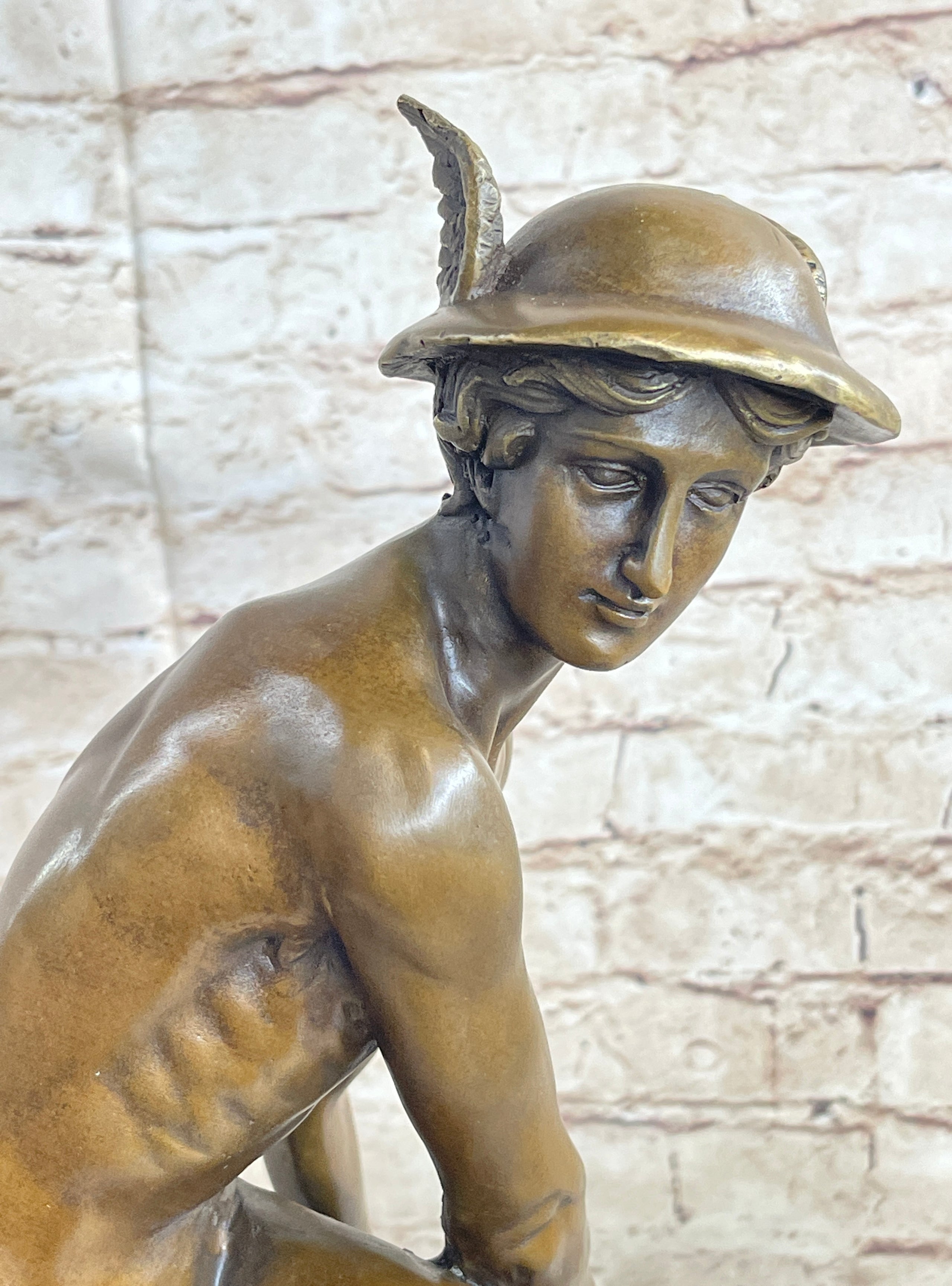 Signed Rendition Roman Mythology God Mercury Bronze Sculpture Statue ...