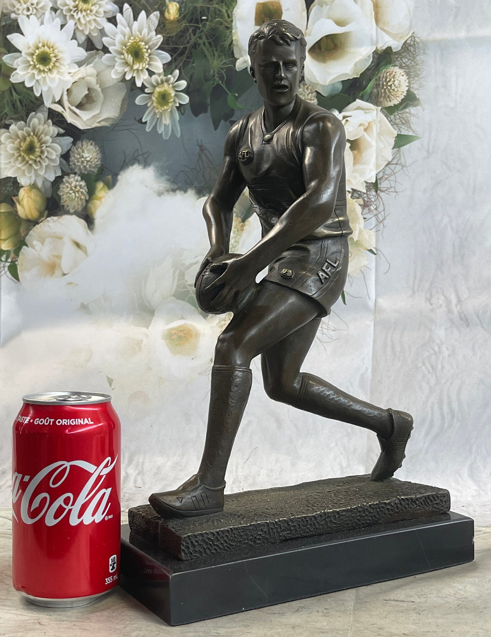 College Coach Gift Rugby Football Player Athlete Bronze Marble Statue ...