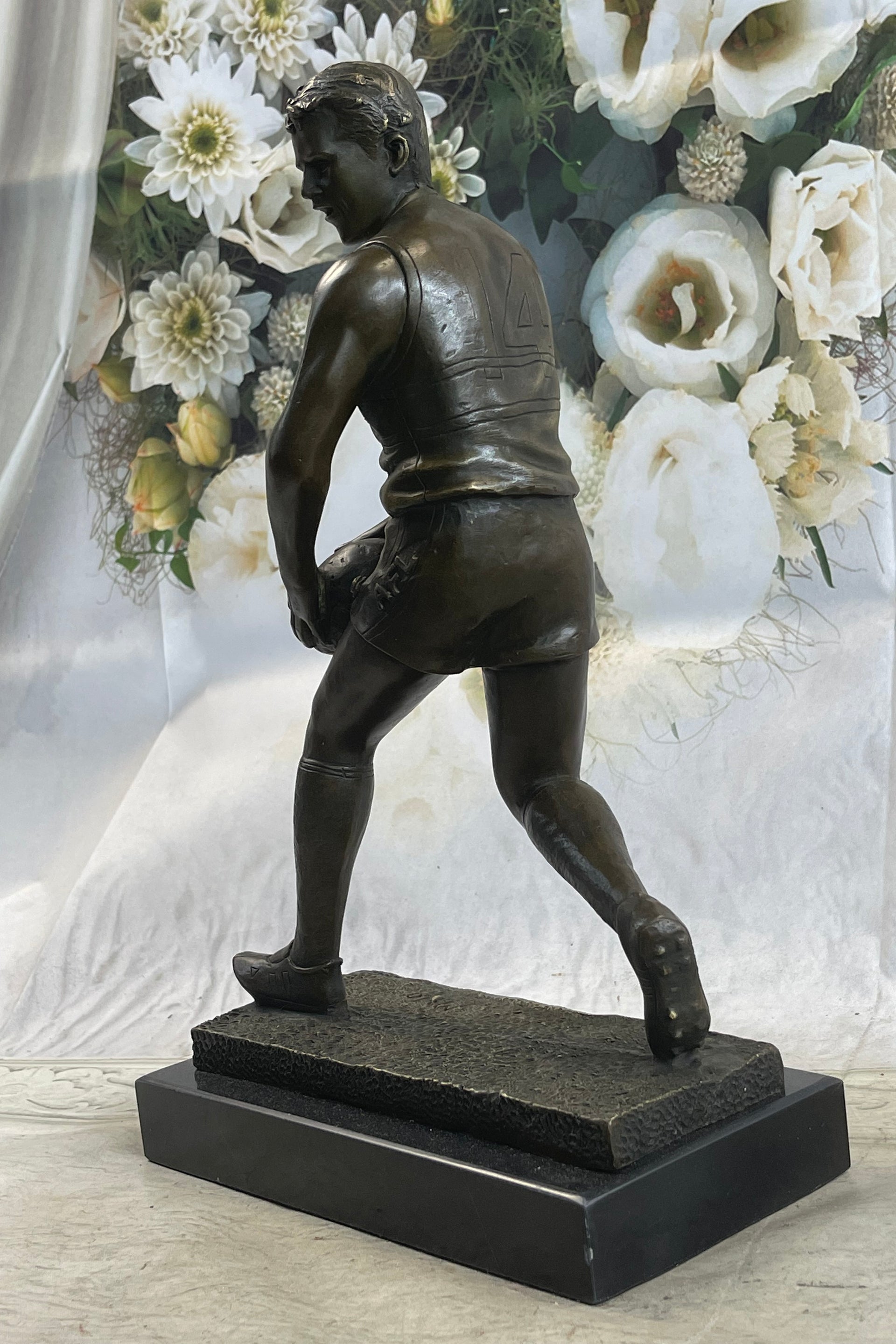 College Coach Gift Rugby Football Player Athlete Bronze Marble Statue ...
