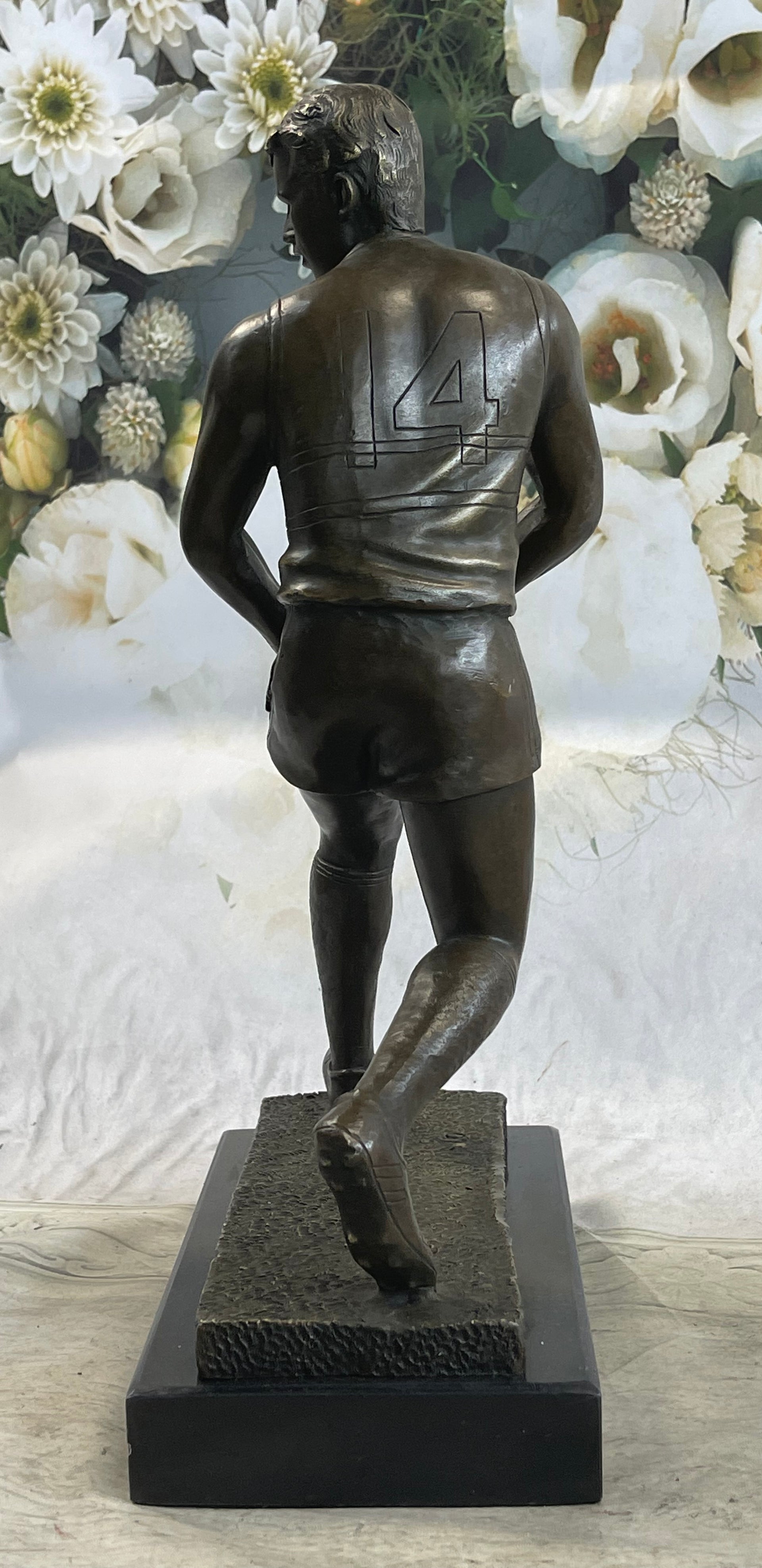 College Coach Gift Rugby Football Player Athlete Bronze Marble Statue ...