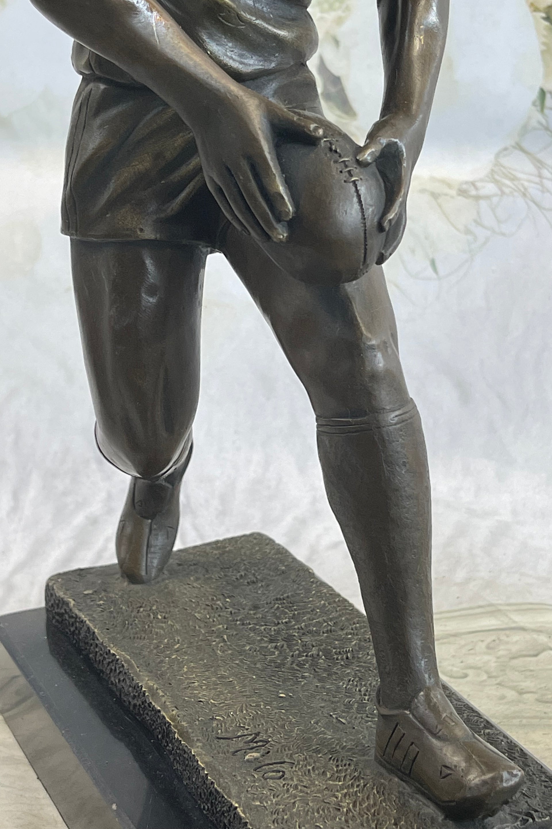 College Coach Gift Rugby Football Player Athlete Bronze Marble Statue ...