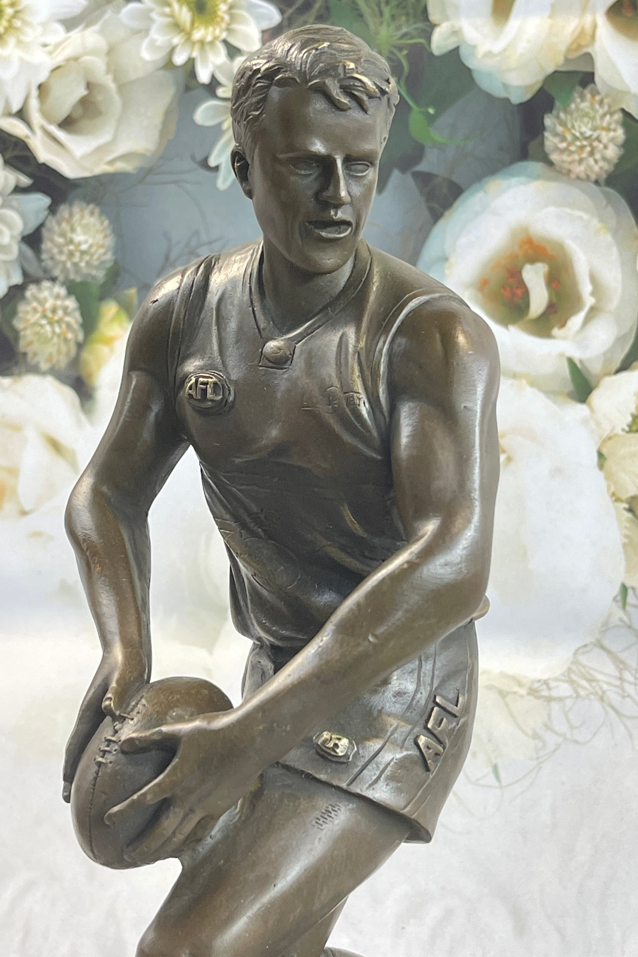 College Coach Gift Rugby Football Player Athlete Bronze Marble Statue ...