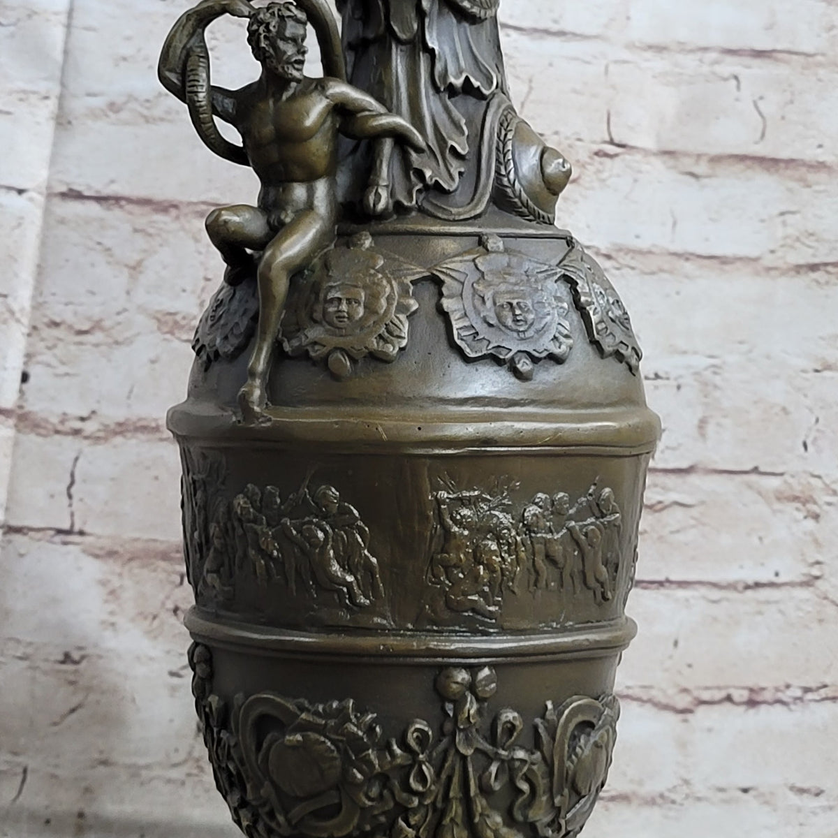 Greek Ancient Handmade Mythology Vintage Vase Urn Bronze Sculpture Los ...