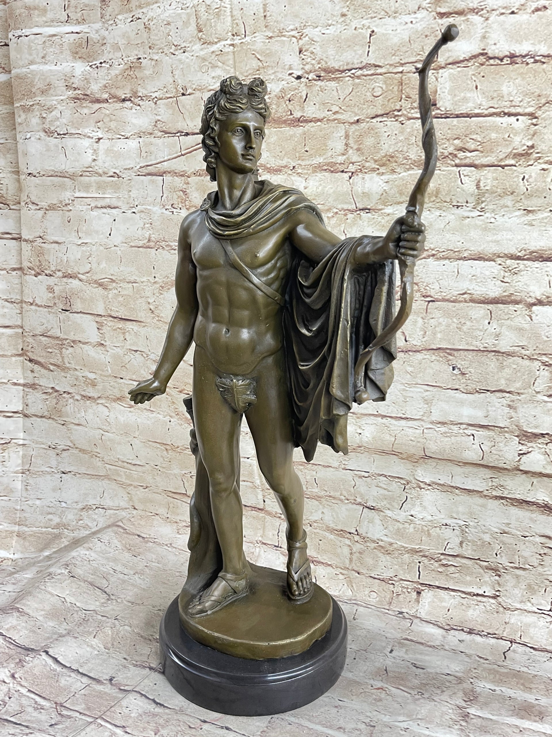 Apollo as an Archer with Bow - Bronze Sculpture Statue Greek Roman Myt ...