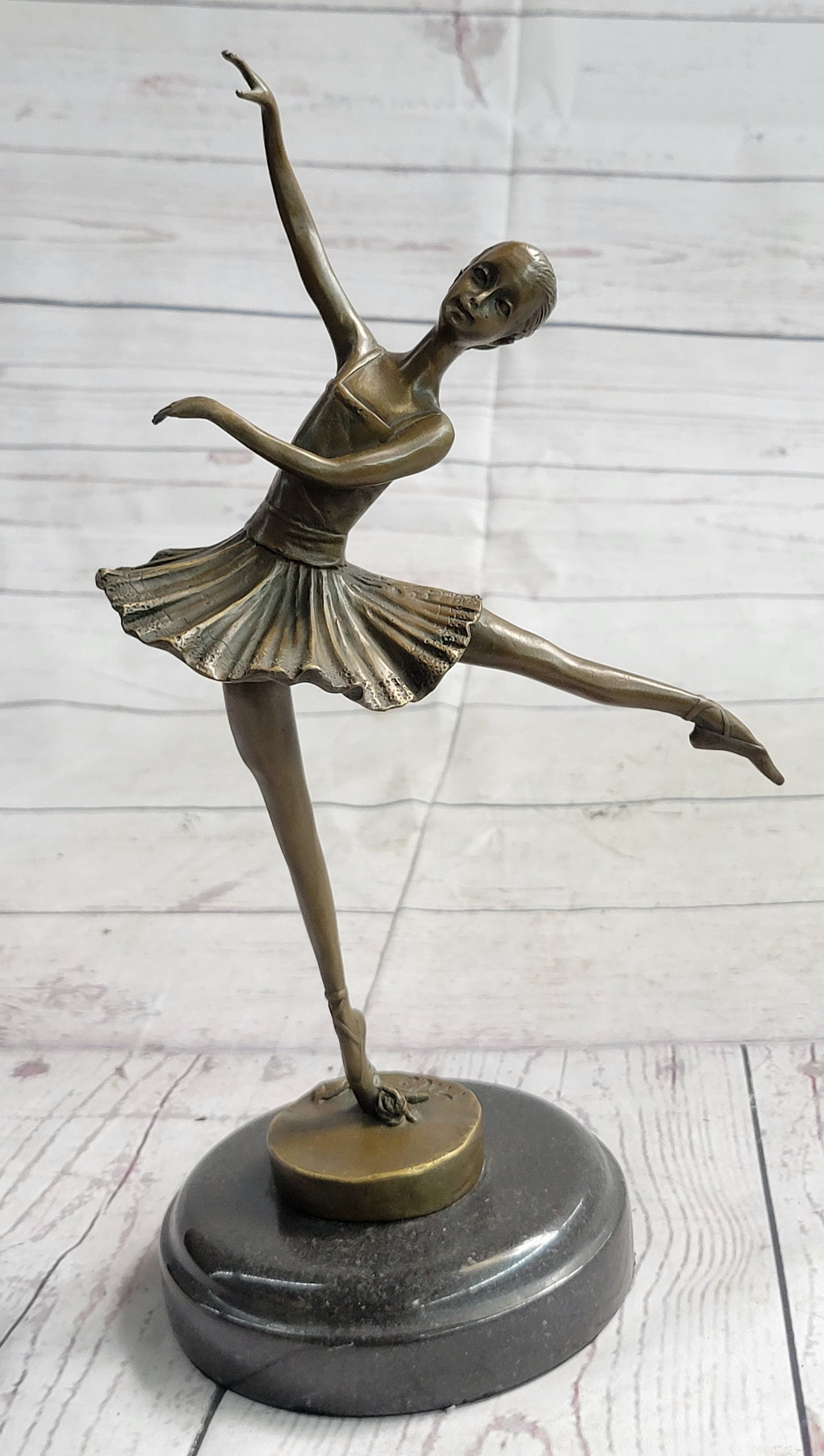 Ballerina Ballet Dancer Balancing on One Foot Bronze Figure Figurine S ...