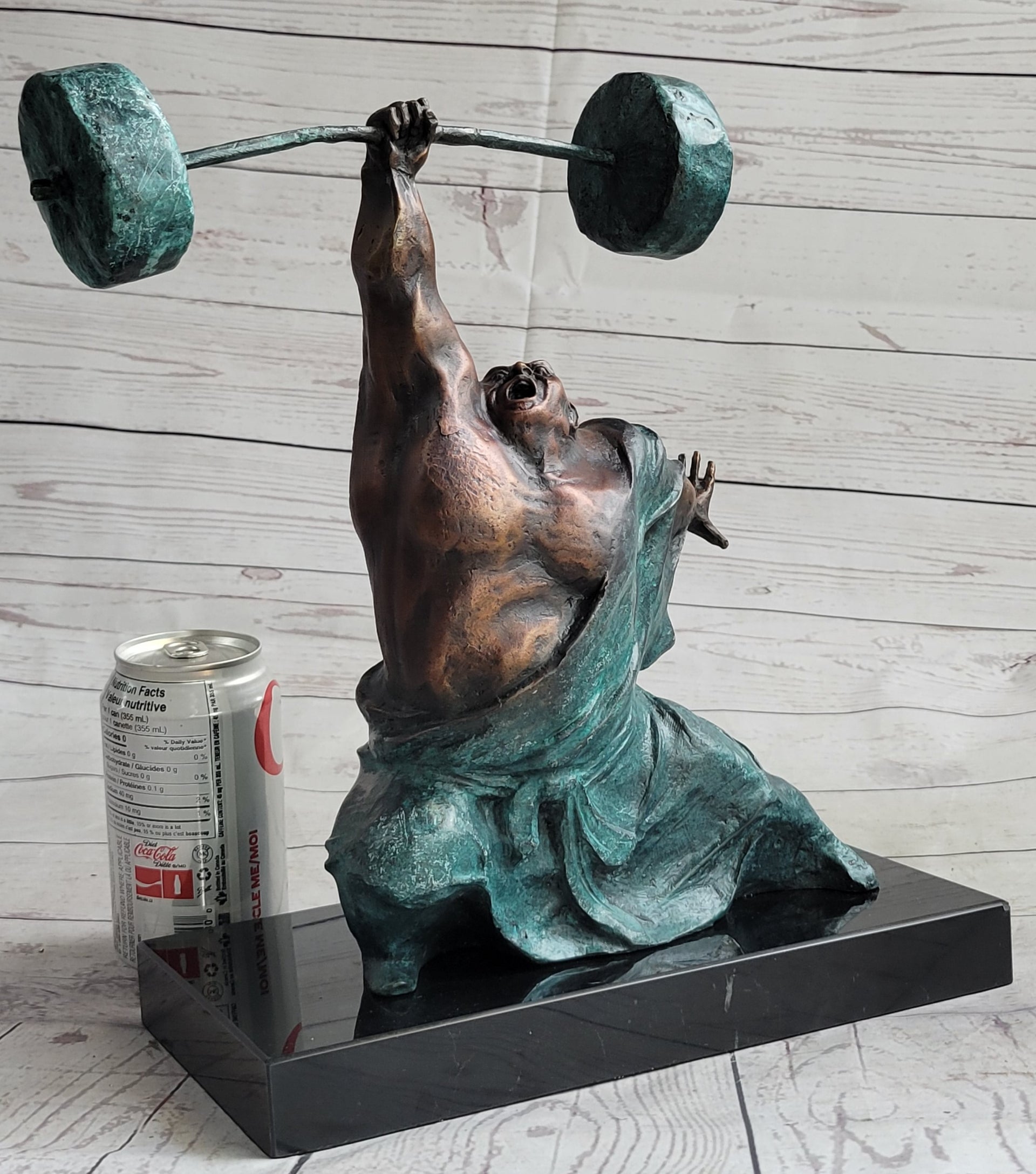 Powerlifter Weight Lifter Bodybuilder Bronze Statue Sculpture Figure o ...