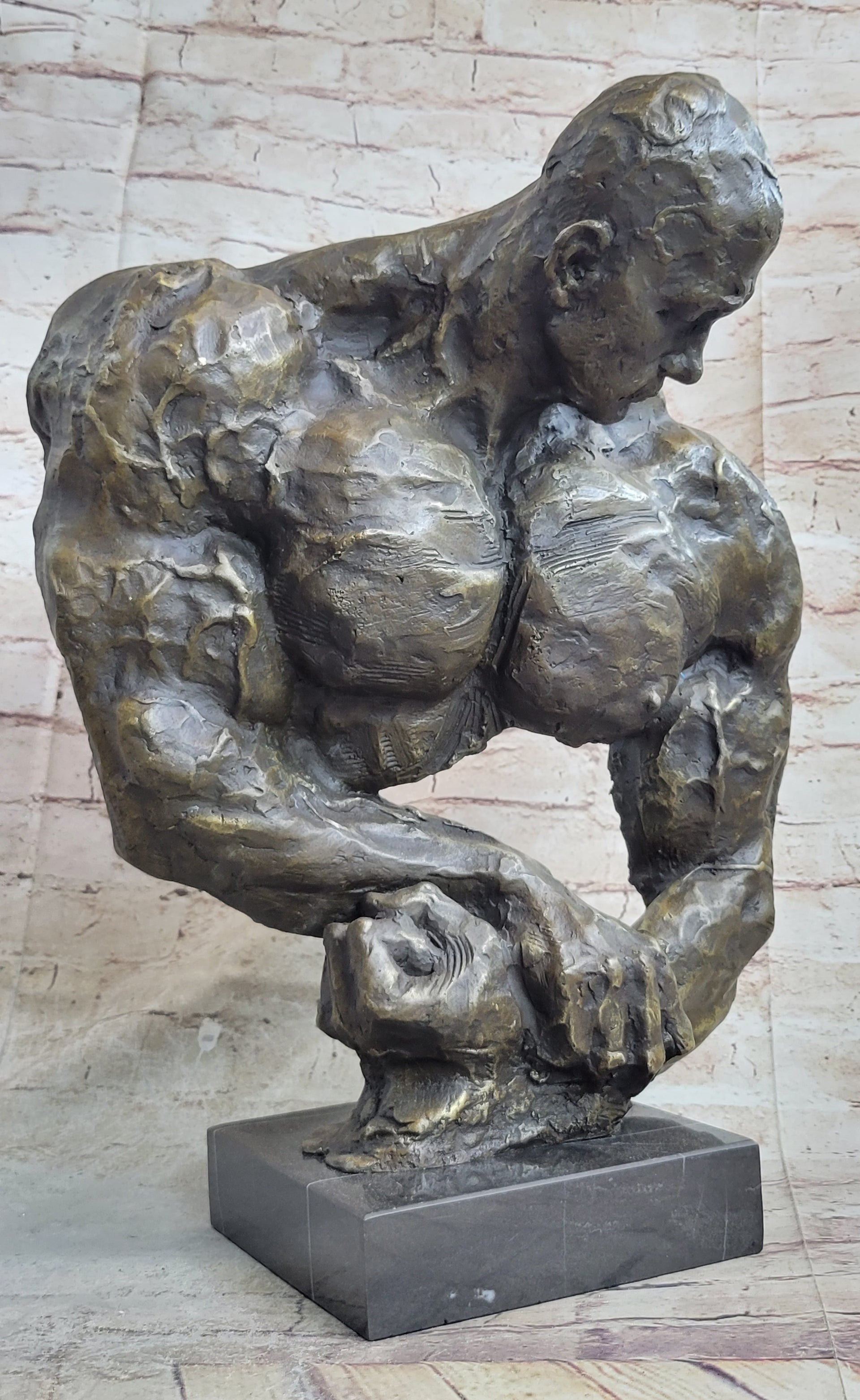 Bodybuilder Muscle Man Muscular Male Torso Abstract Bronze Statue Scul ...