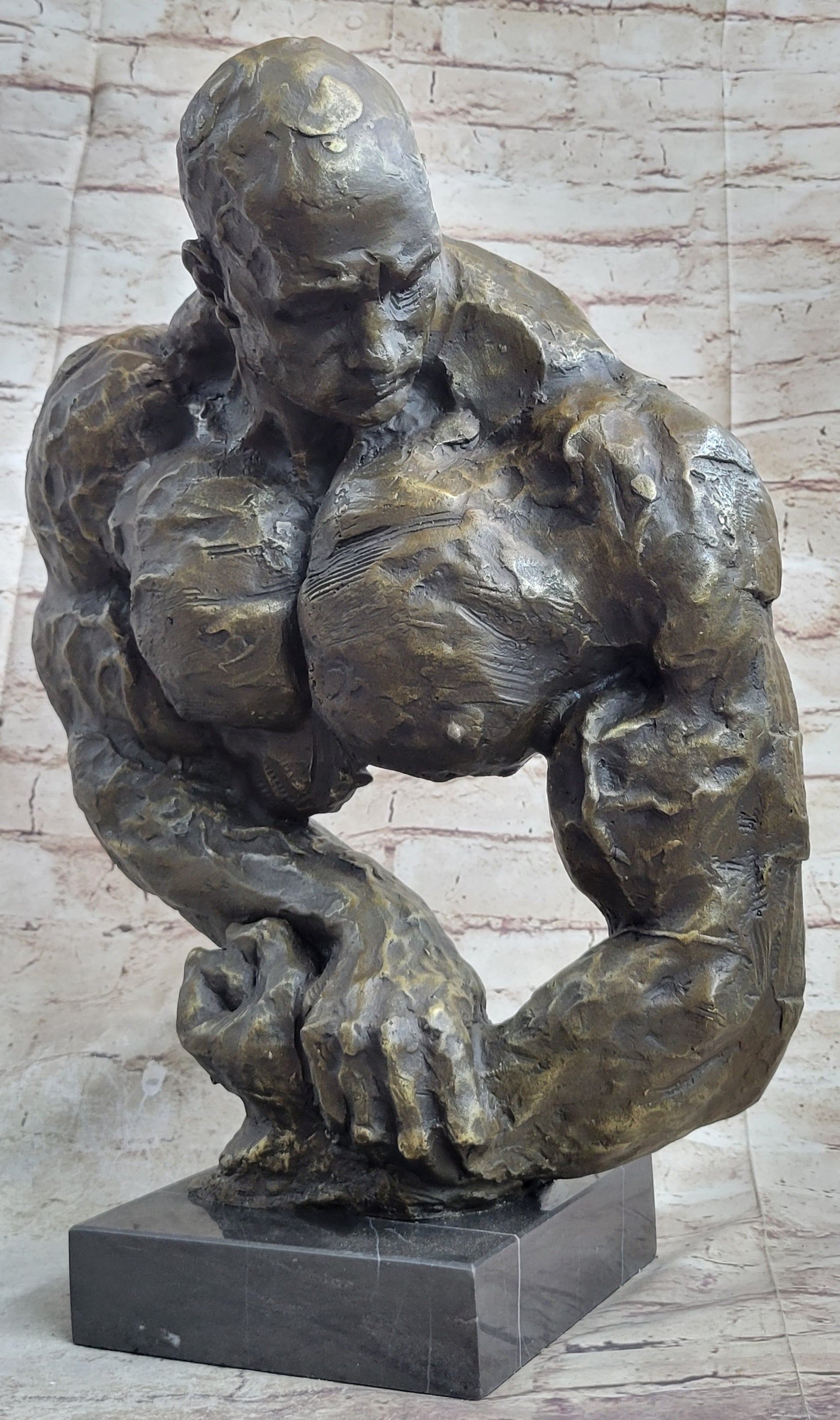 Bodybuilder Muscle Man Muscular Male Torso Abstract Bronze Statue Scul ...