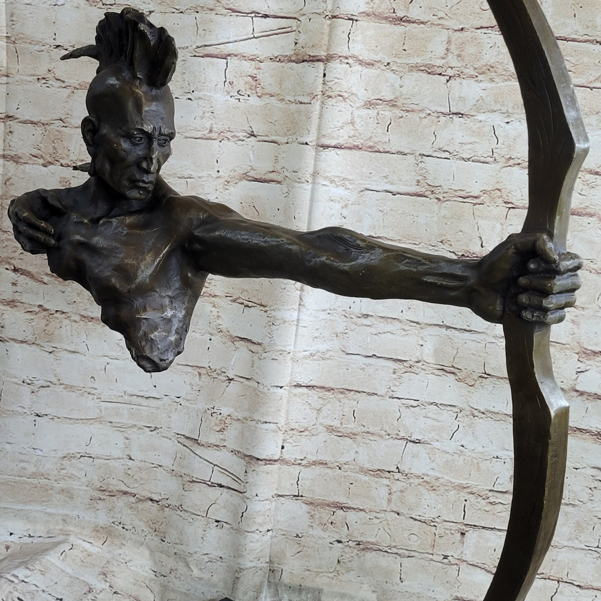 Native American Indian Mohawk Archer Bronze Bust Sculpture Statue Mari ...