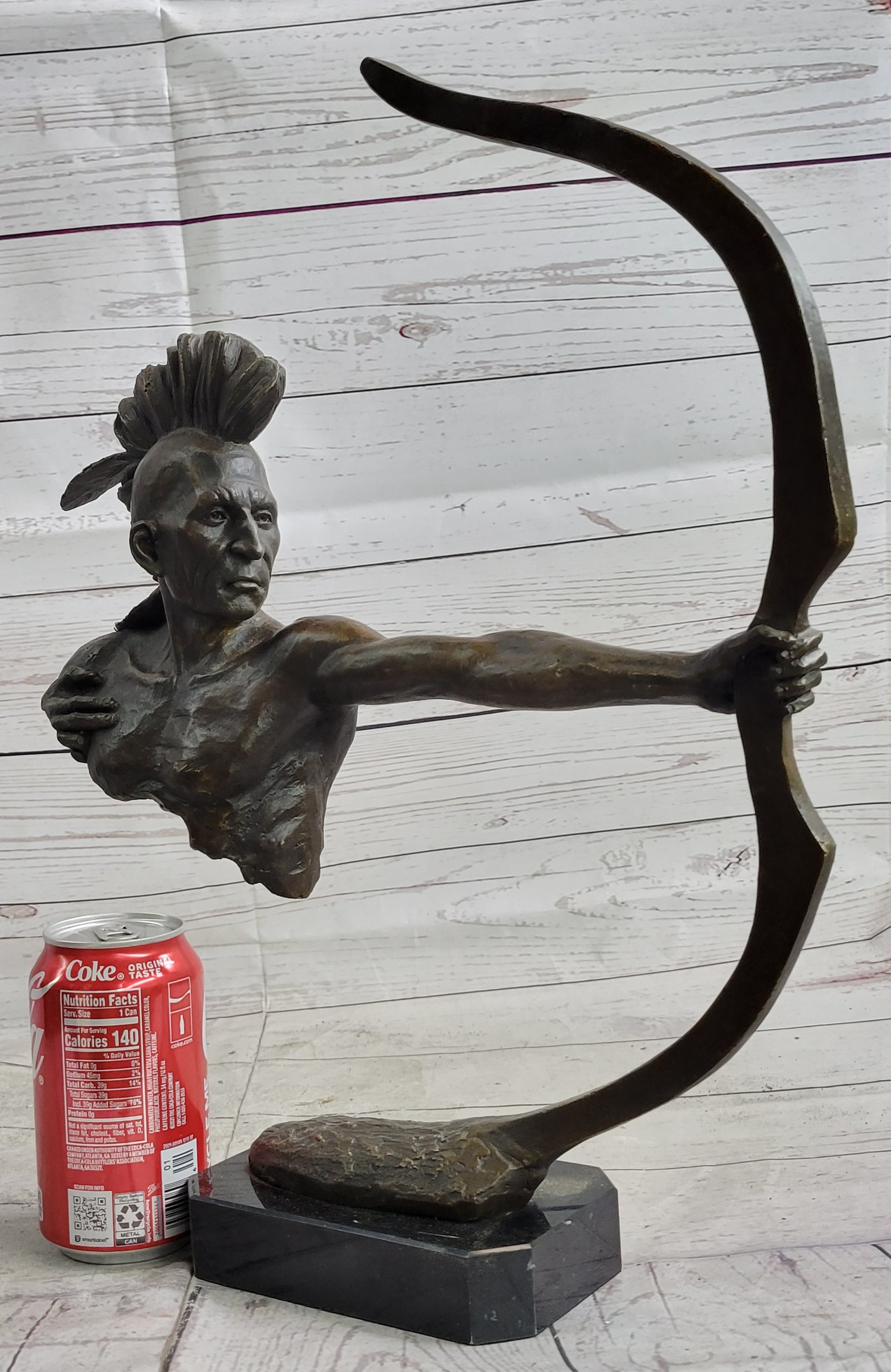 Native American Indian Mohawk Archer Bow Bronze Sculpture Statue Figur ...