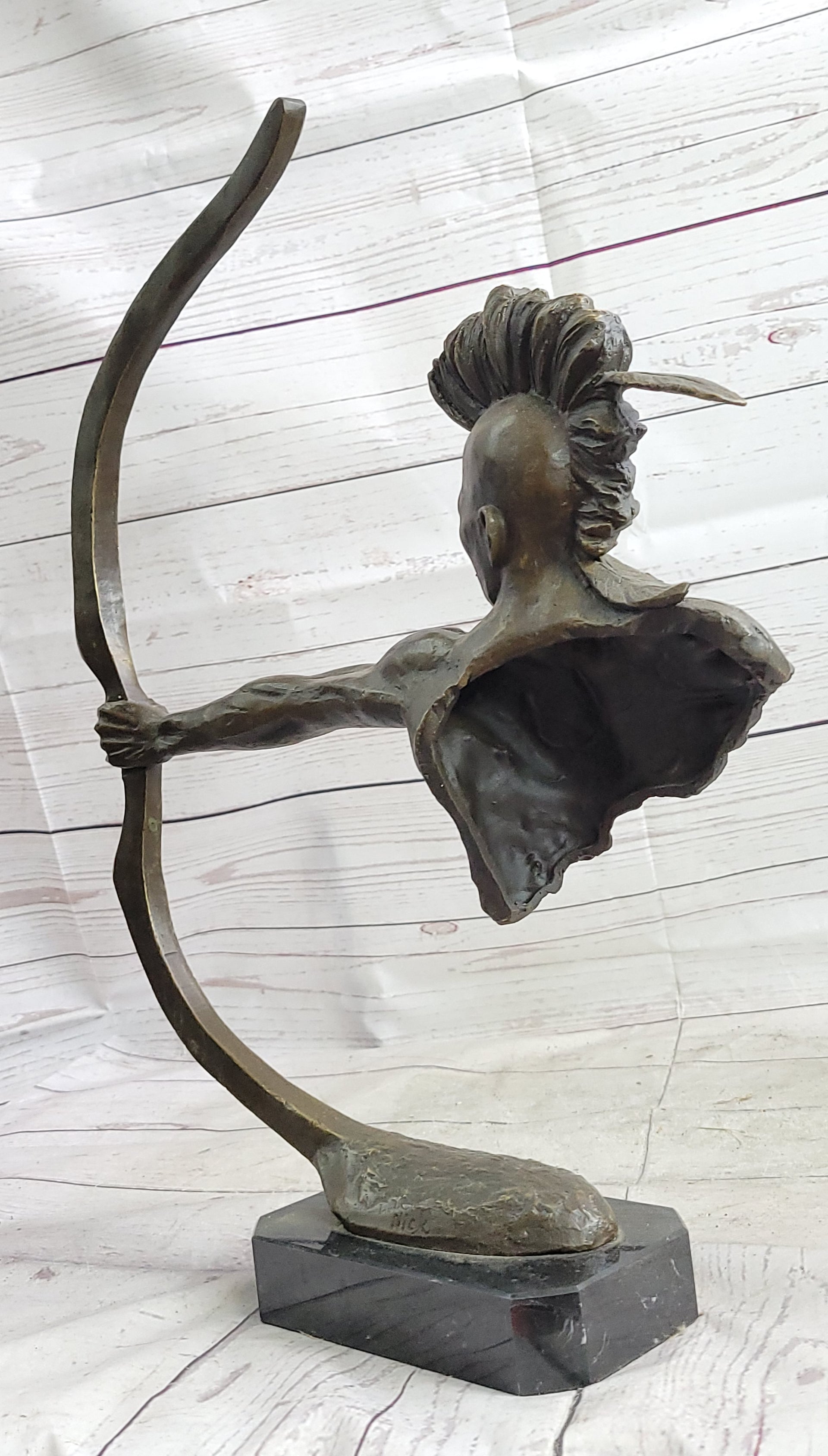 Native American Indian Mohawk Archer Bow Bronze Sculpture Statue Figur ...