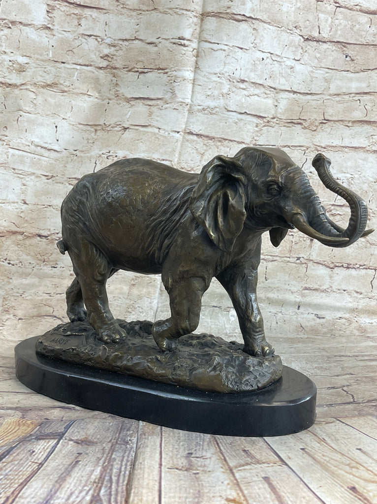 Cast Bronze Marble Sculpture Elephant Safari Statue Art Figure Figurine ...